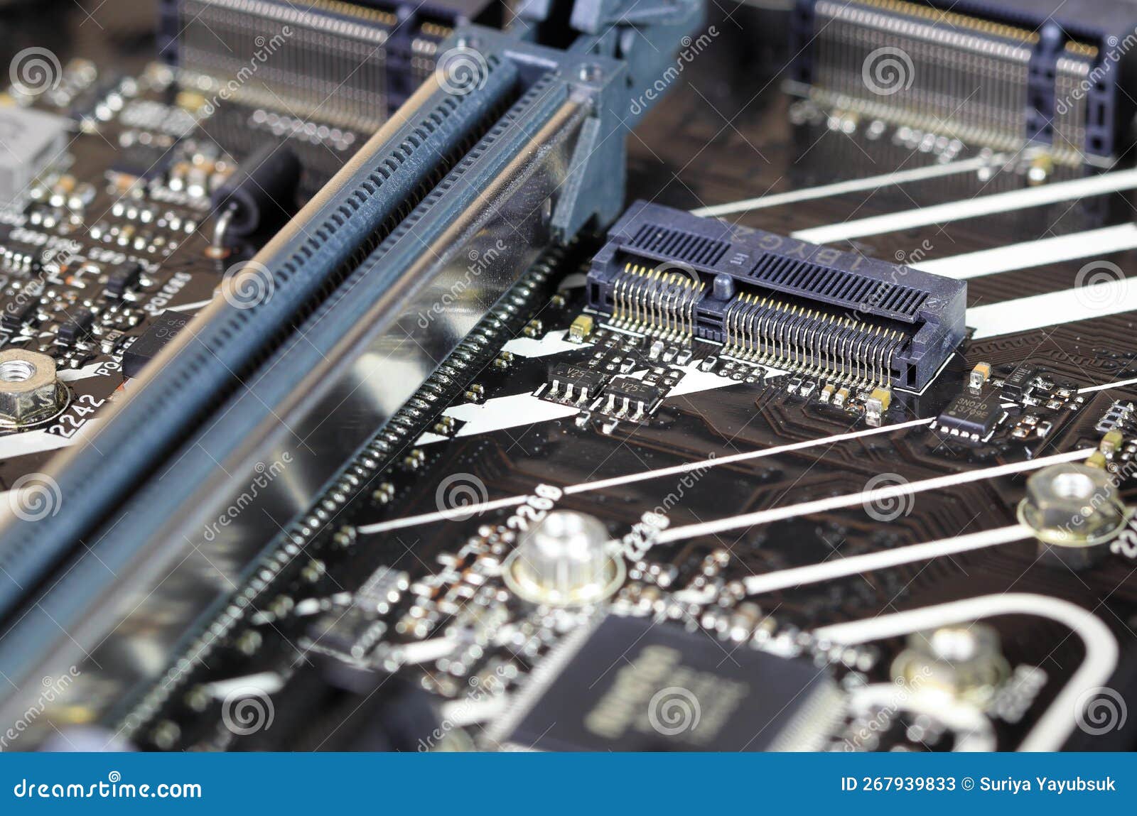 Close Up PCIe M.2 E Key Frmale Connector Interface for Mini PCIe WiFi ...