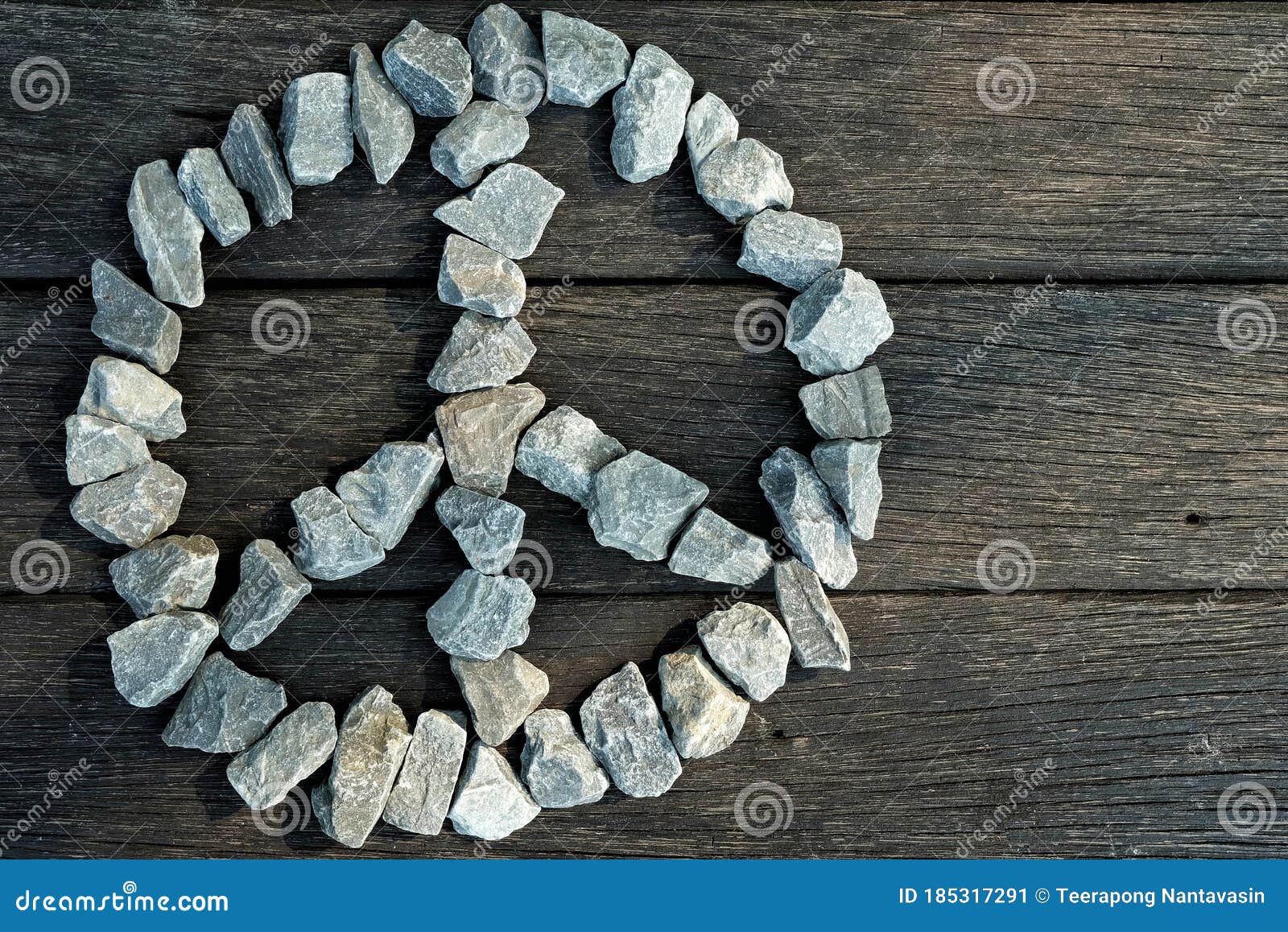 Peace Sign Stone on Wooden Table Background. Stock Image - Image of ...