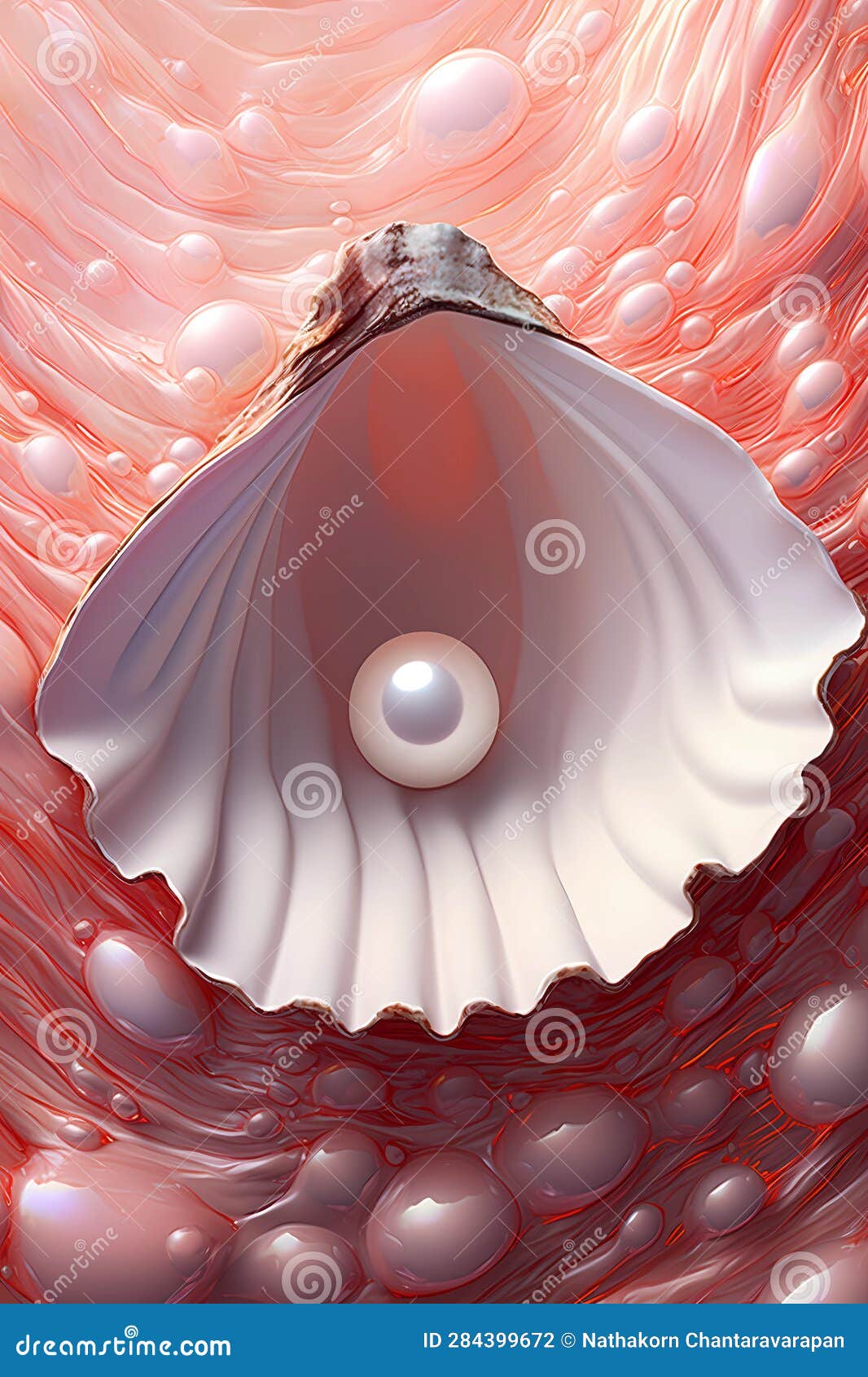 Close Up of a Pearl Inside a Shell Stock Illustration - Illustration of ...