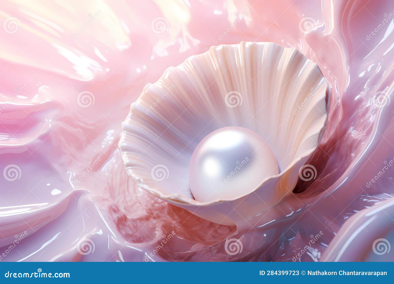 Close Up of a Pearl Inside a Shell Stock Illustration - Illustration of ...