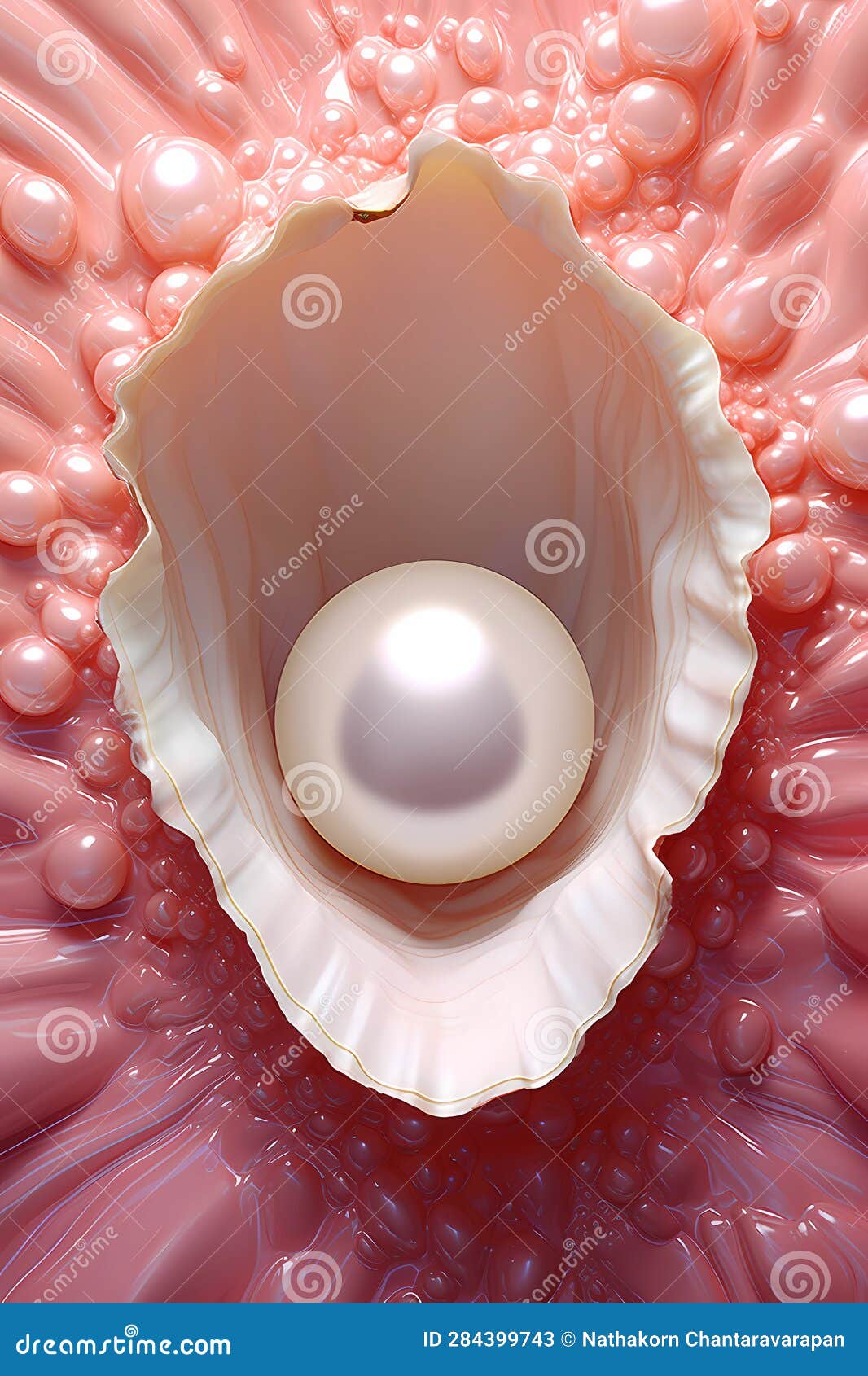 Close Up of a Pearl Inside a Shell Stock Illustration - Illustration of ...