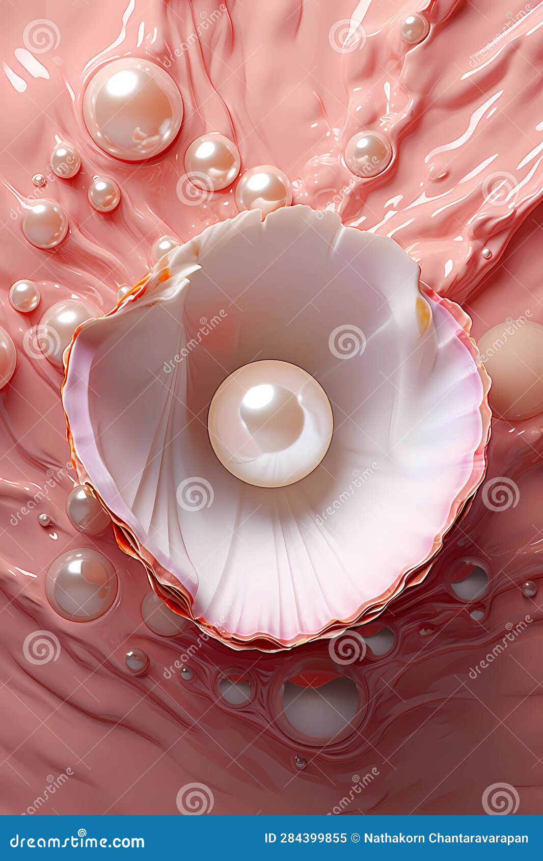 Close Up of a Pearl Inside a Shell Stock Illustration - Illustration of ...