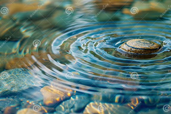 A Close-up of a Pebble Creating Ripples on the Surface of Water. Stock ...