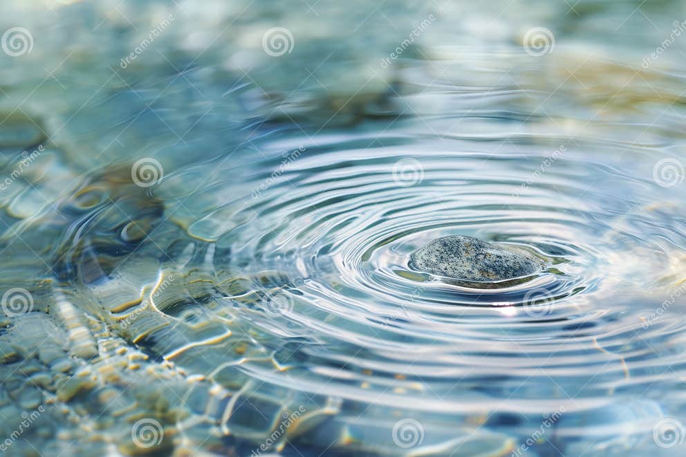 A Close-up of a Pebble Creating Ripples on the Surface of Water. Stock ...