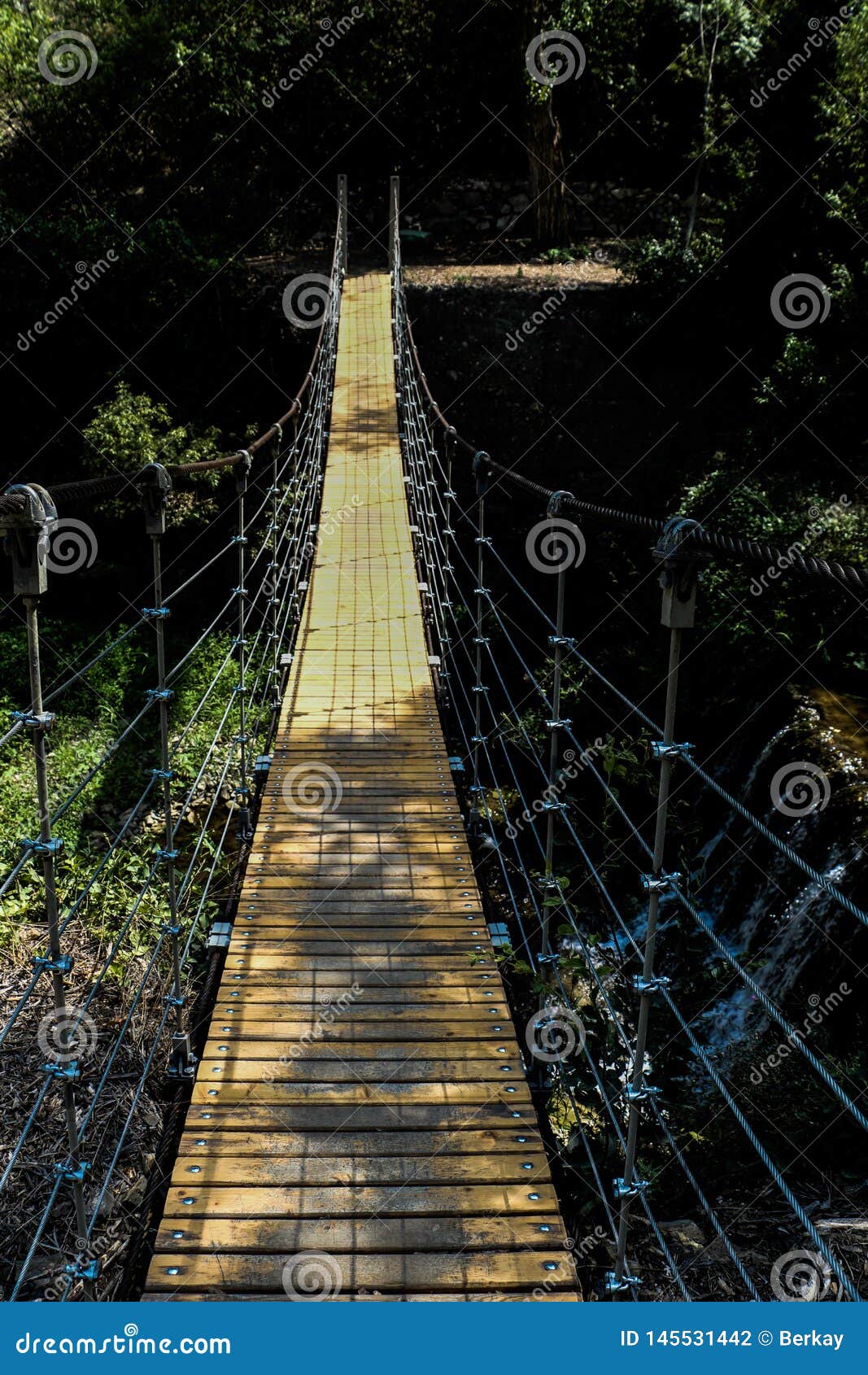 Close Up of Pedestrian Suspension Bridge on Display Stock Photo - Image ...