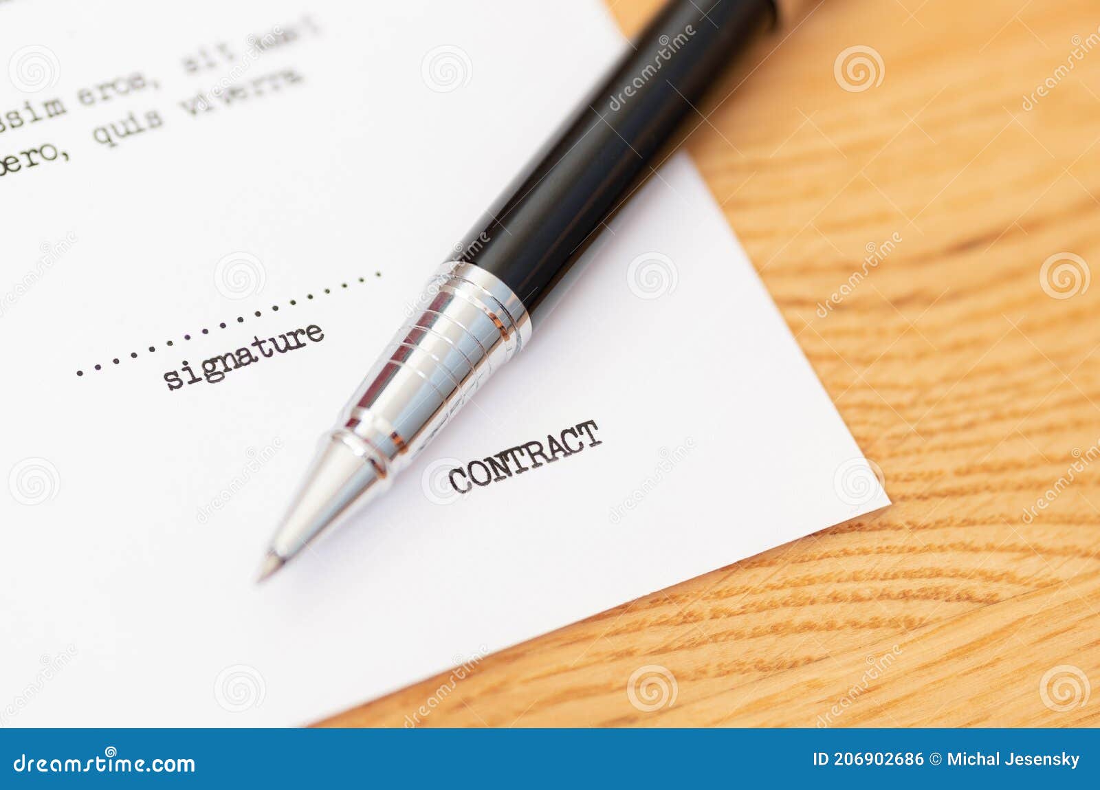 Signing Contract Document with Silver Pen Close-up Stock Photo - Image ...