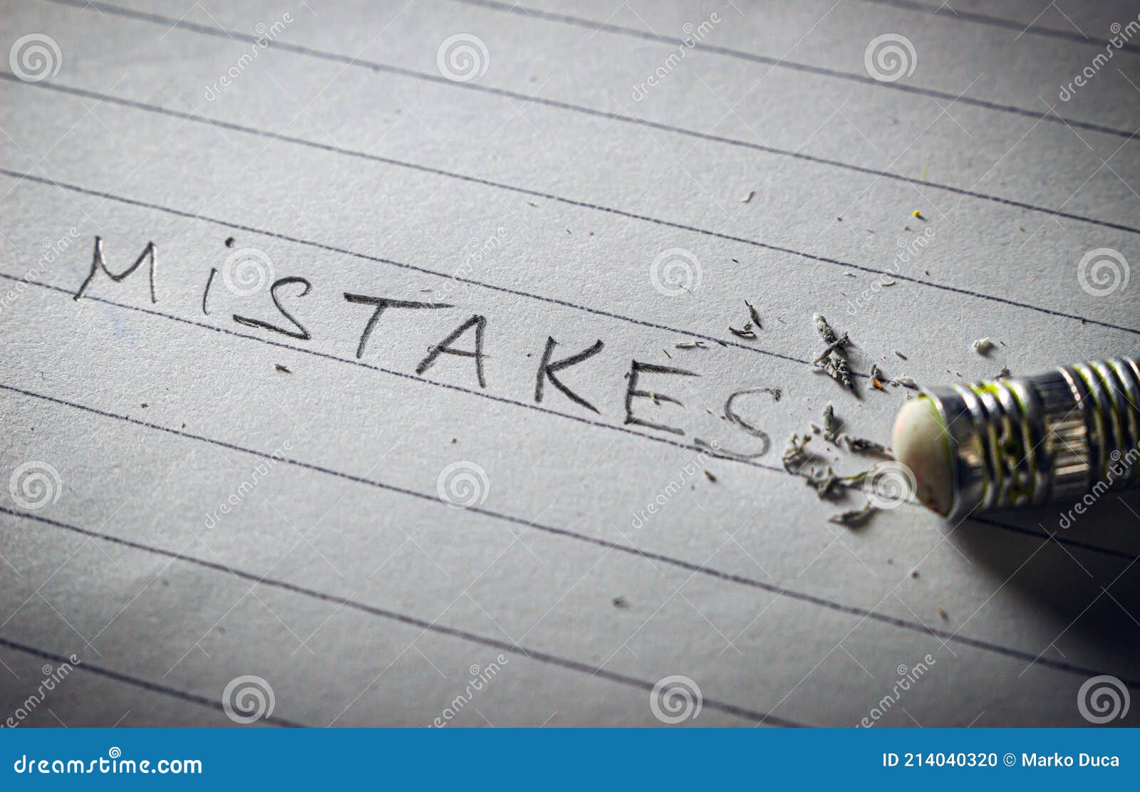 Close Up of Pencil Eraser Correcting and Fixing Word Mistakes Stock ...