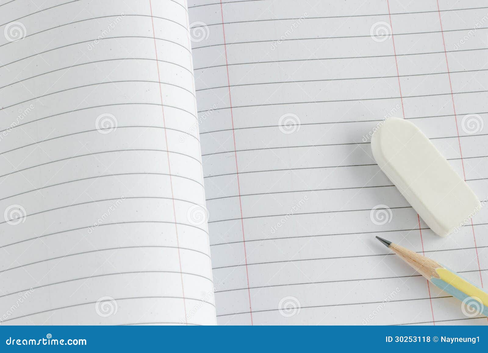 Pencil and Eraser on Paper Page Stock Photo - Image of lifestyle ...