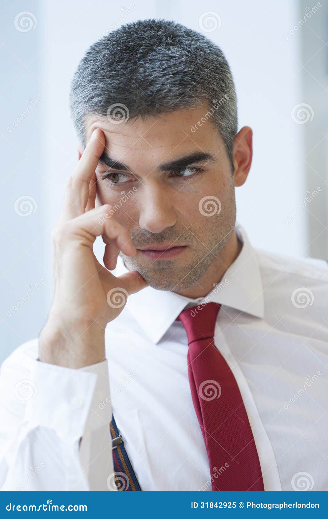 Close-up of Pensive Businessman Looking Off Camera Stock Image - Image ...