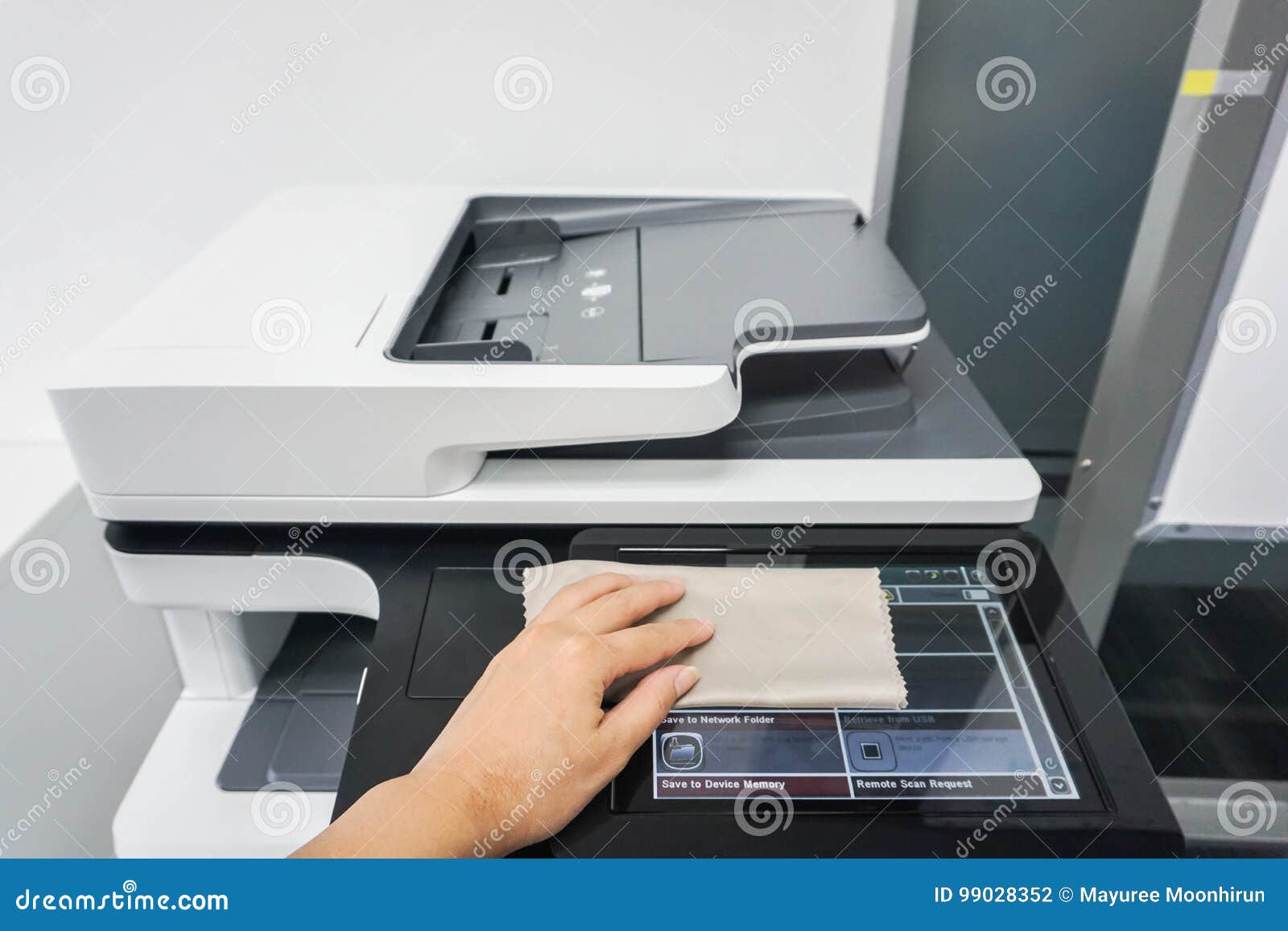People Clean Touch Screen of Office Printer for Maintenance Stock Photo ...