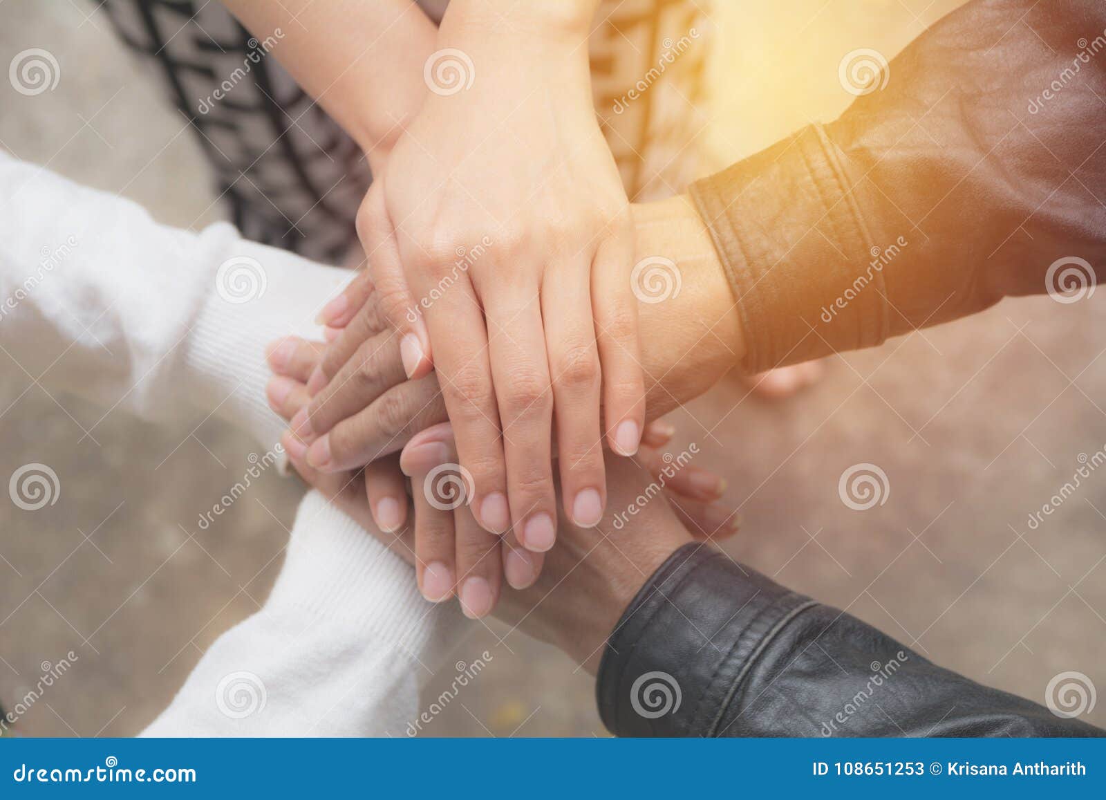 Close Up of People Putting Their Hands Together. Stack of Hands Stock ...