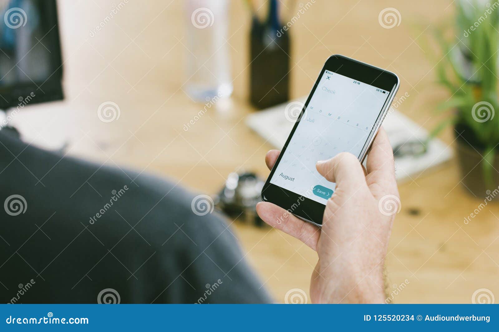 Close Up of People Using a Smartphone with Touch Display Stock Photo ...