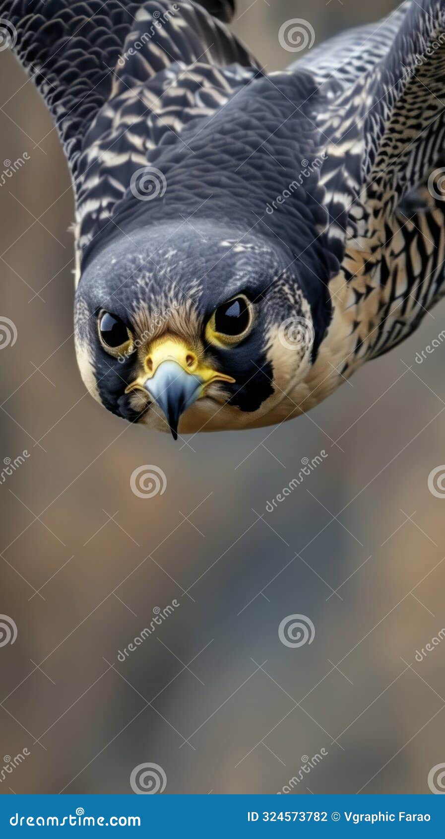 Close-up of a Peregrine Falcon in Flight Stock Photo - Image of motion ...