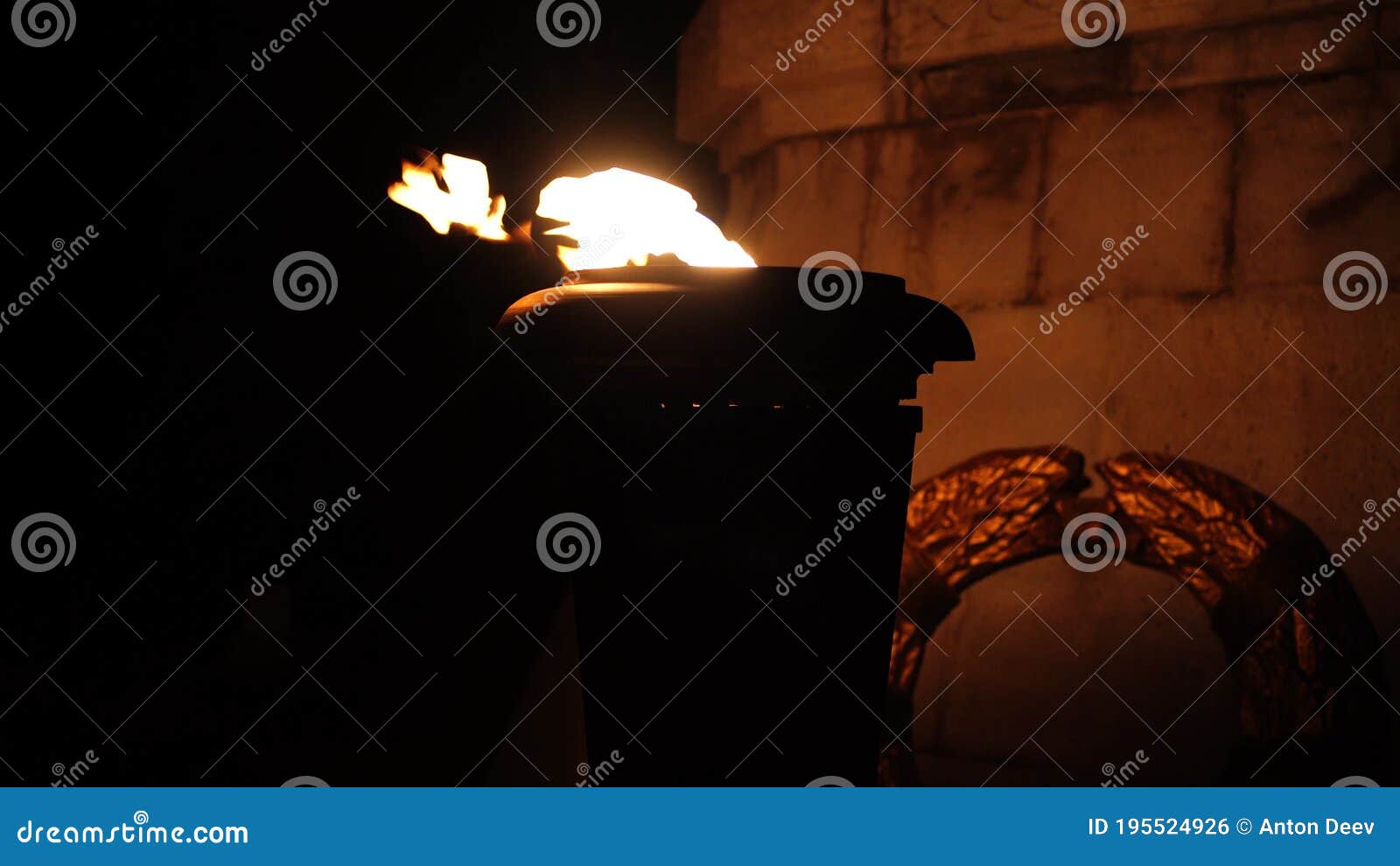 Close Up of Perpetual Fire in Nighttime. Eternal Flame Burning in ...