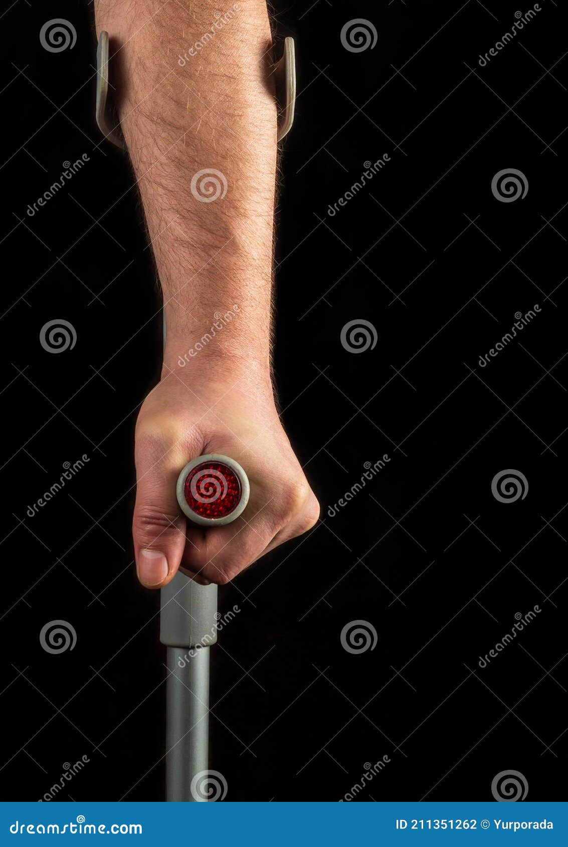 Close Up of Person Hand with Forearm Crutches. Black Isolated ...