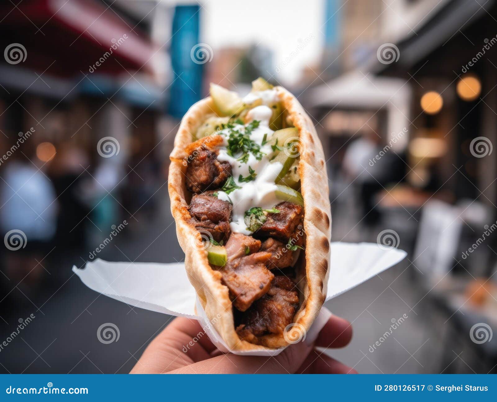 A Close Up of a Person Holding a Taco. Generative AI Image. Stock ...