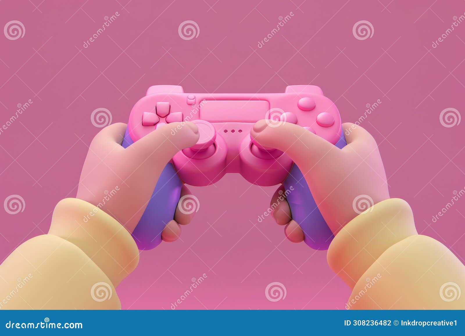 Close Up of a Person Holding a Video Game Controller. 3D Illustration ...