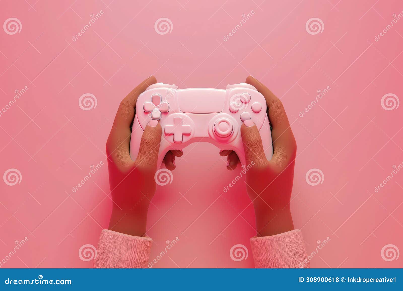 Close Up of a Person Holding a Video Game Controller. 3D Illustration ...