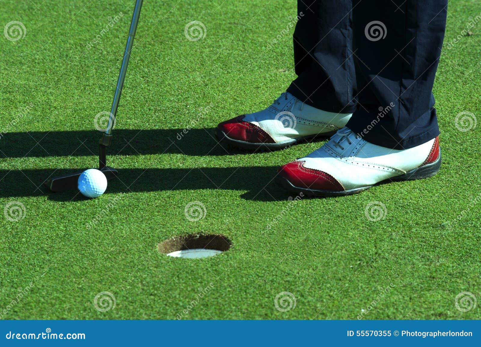 Close Up of Person Putting Golf Ball on Golf Course Stock Image - Image ...