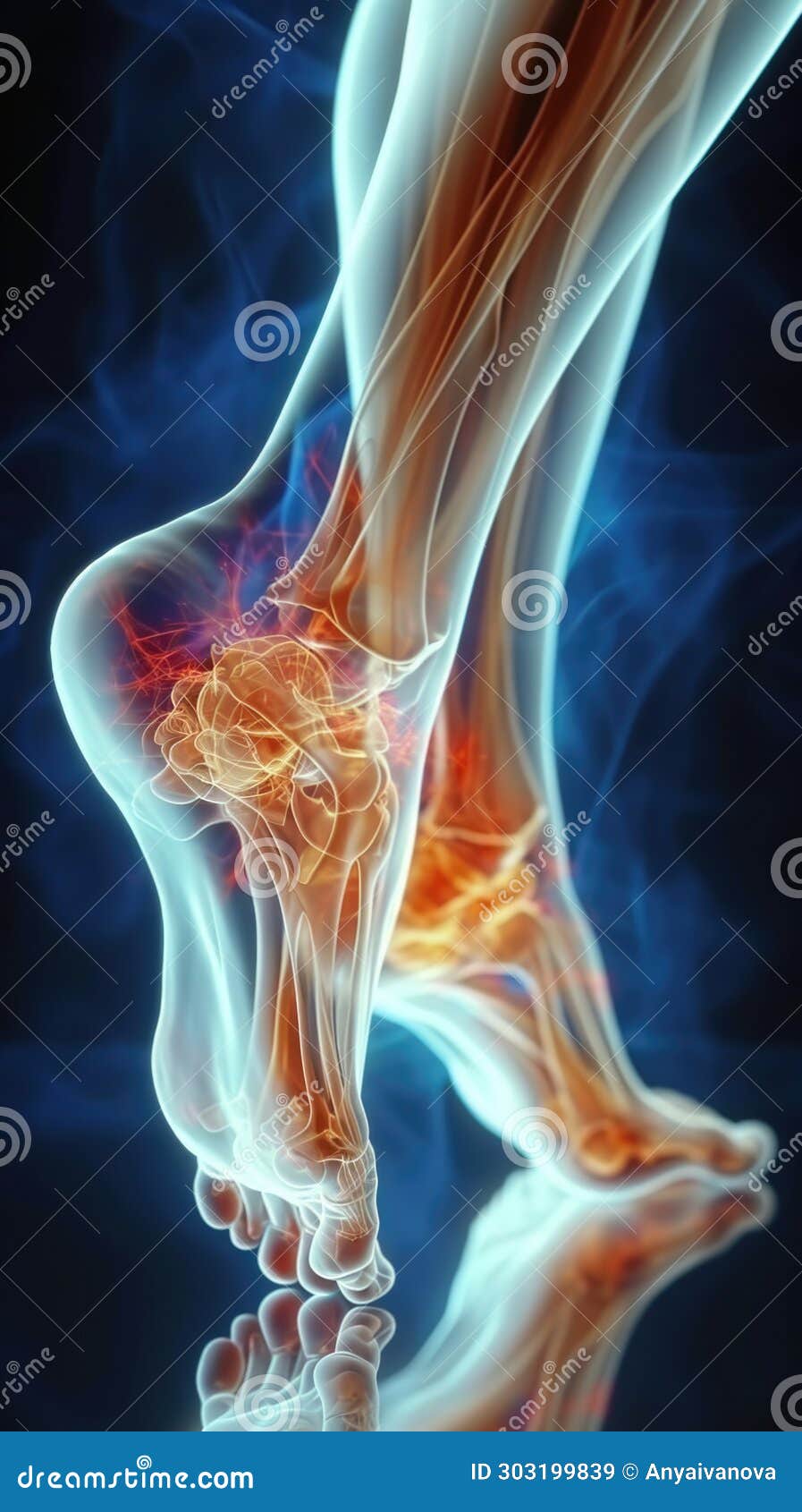A Close Up of a Person S Foot and Ankle, Pain Visualization. Stock ...