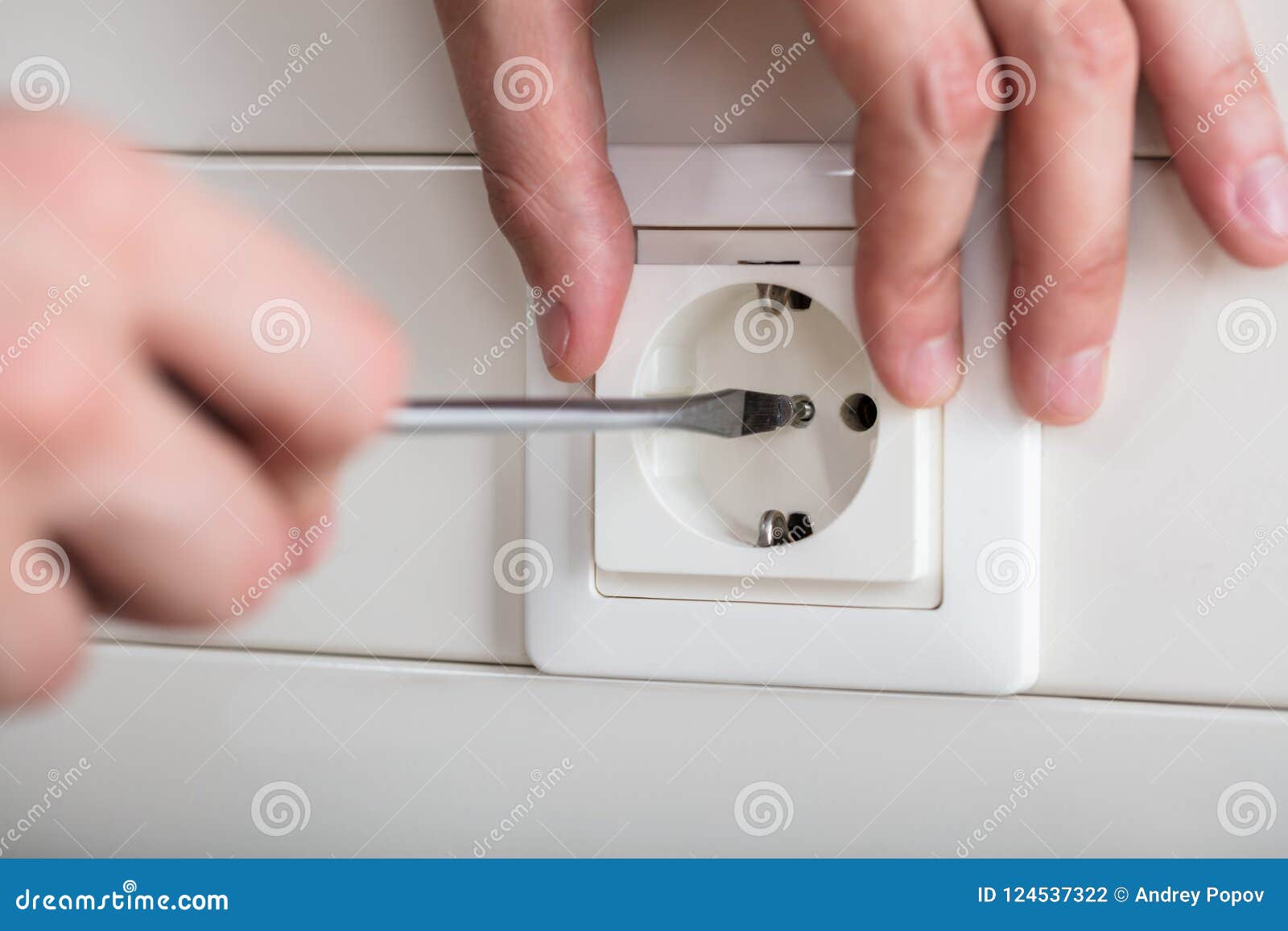 Person`s Hand Fixing Socket Stock Photo - Image of home, construction ...