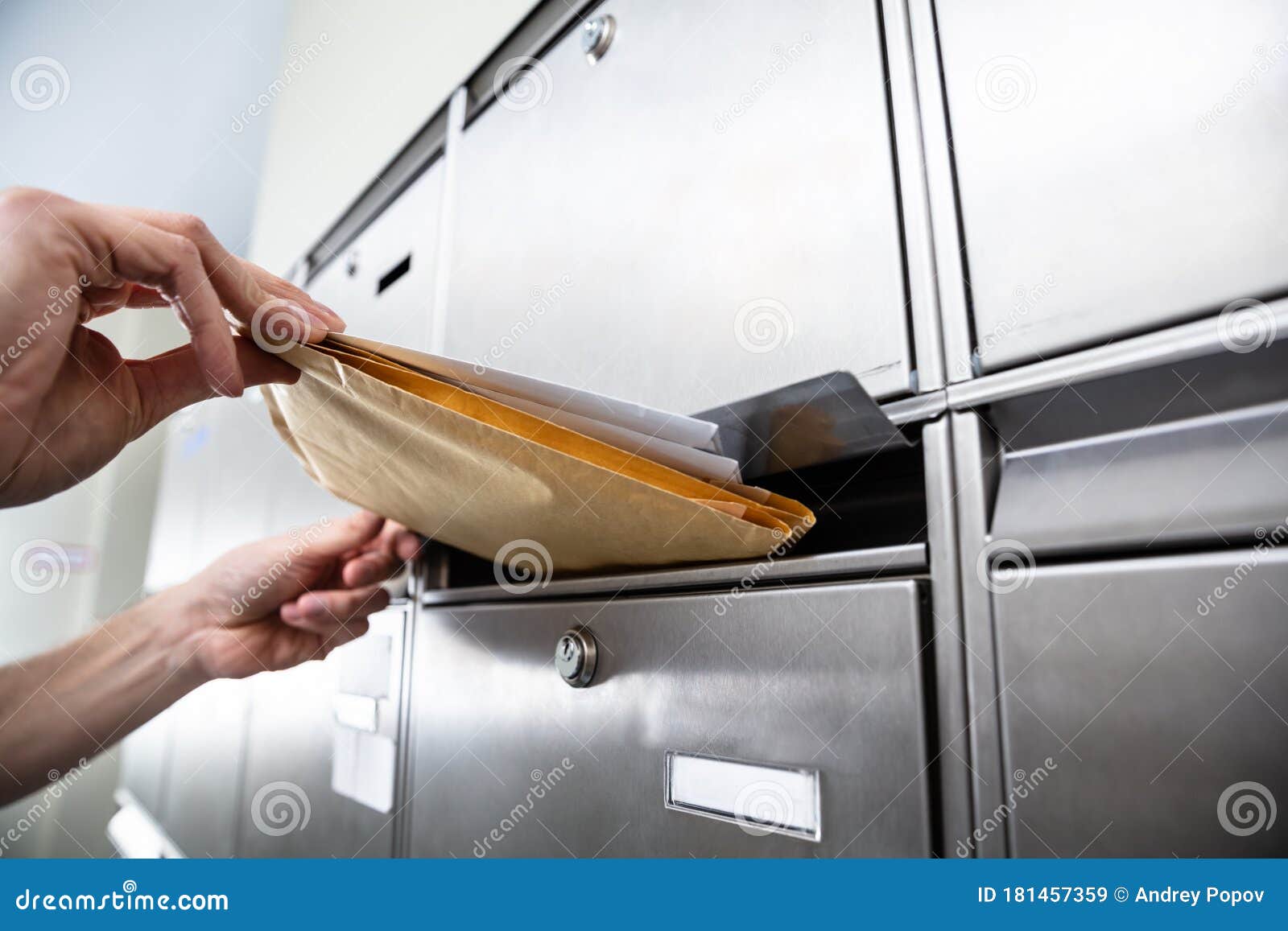 Person`s Hand Inserting Envelopes in Mailbox Stock Image - Image of ...