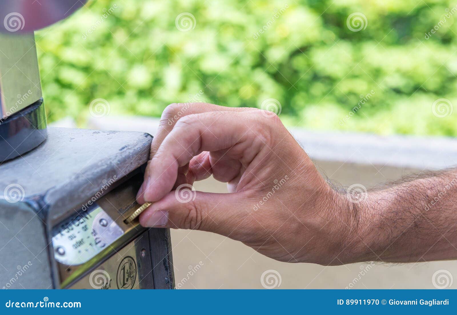 Close-up of Person S Hand Inserting Ticket into Parking Machine Stock ...