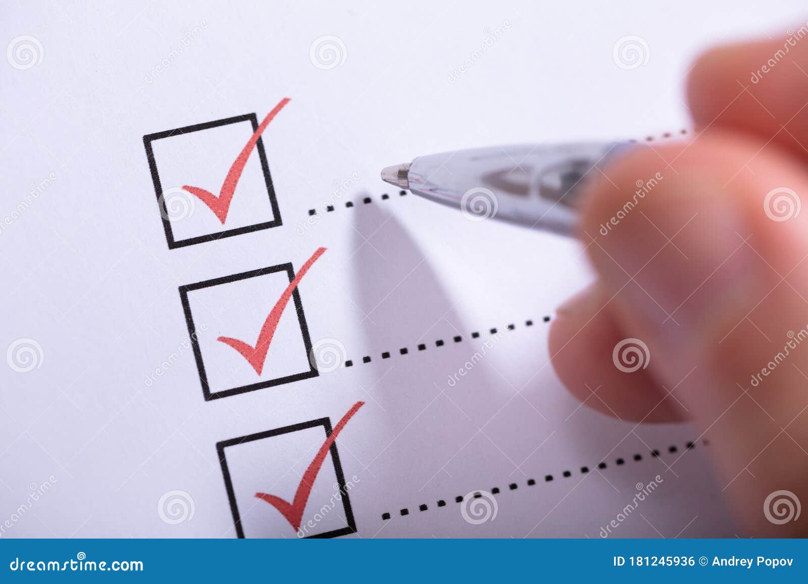 Person`s Hand Marking on Checklist Stock Photo - Image of people ...