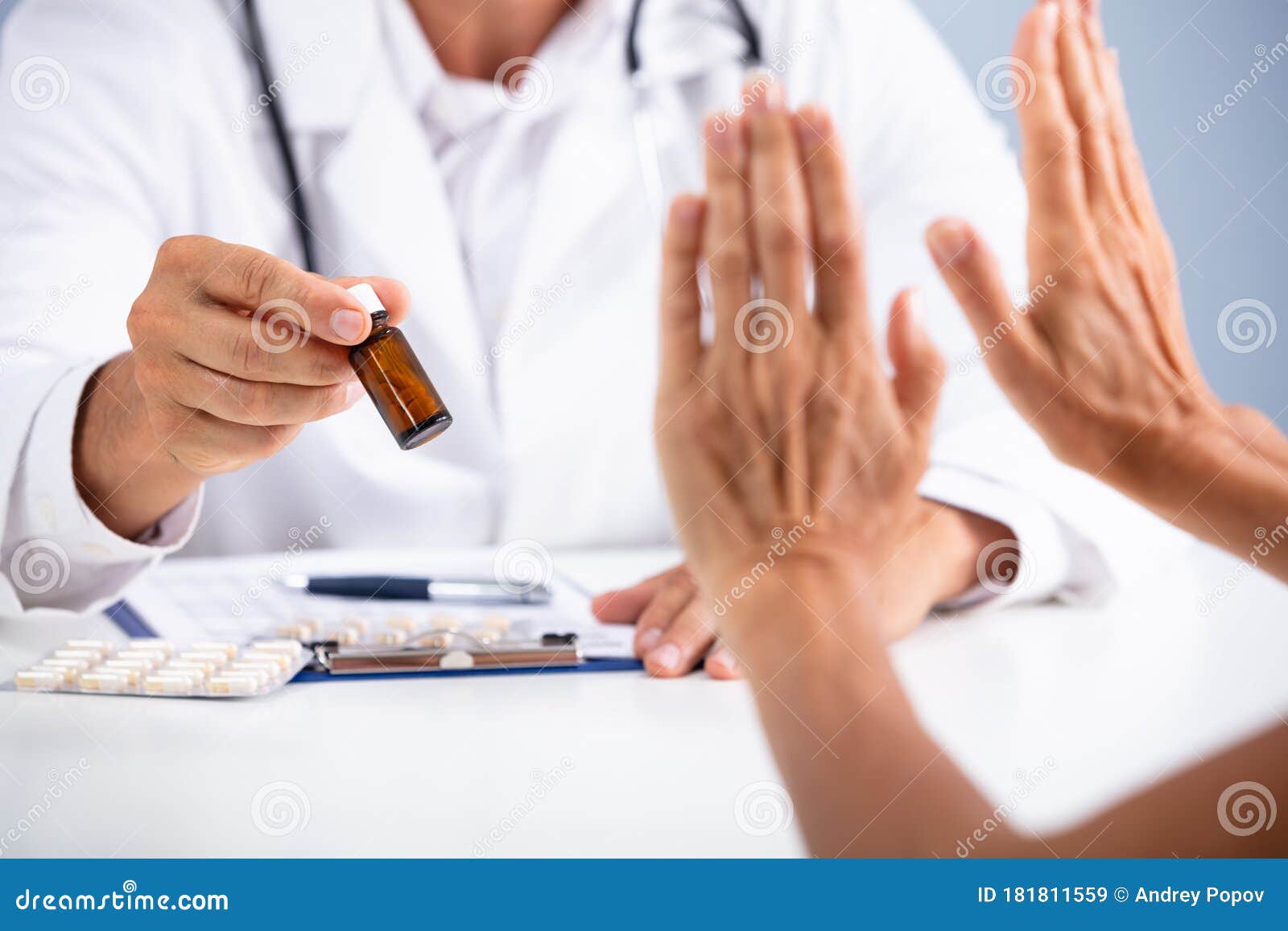 Patient Refusing To Use Medication Stock Image - Image of labcoat ...