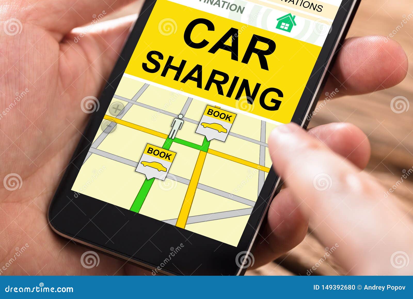 Person Using Car Sharing Application on Mobile Phone Stock Photo ...