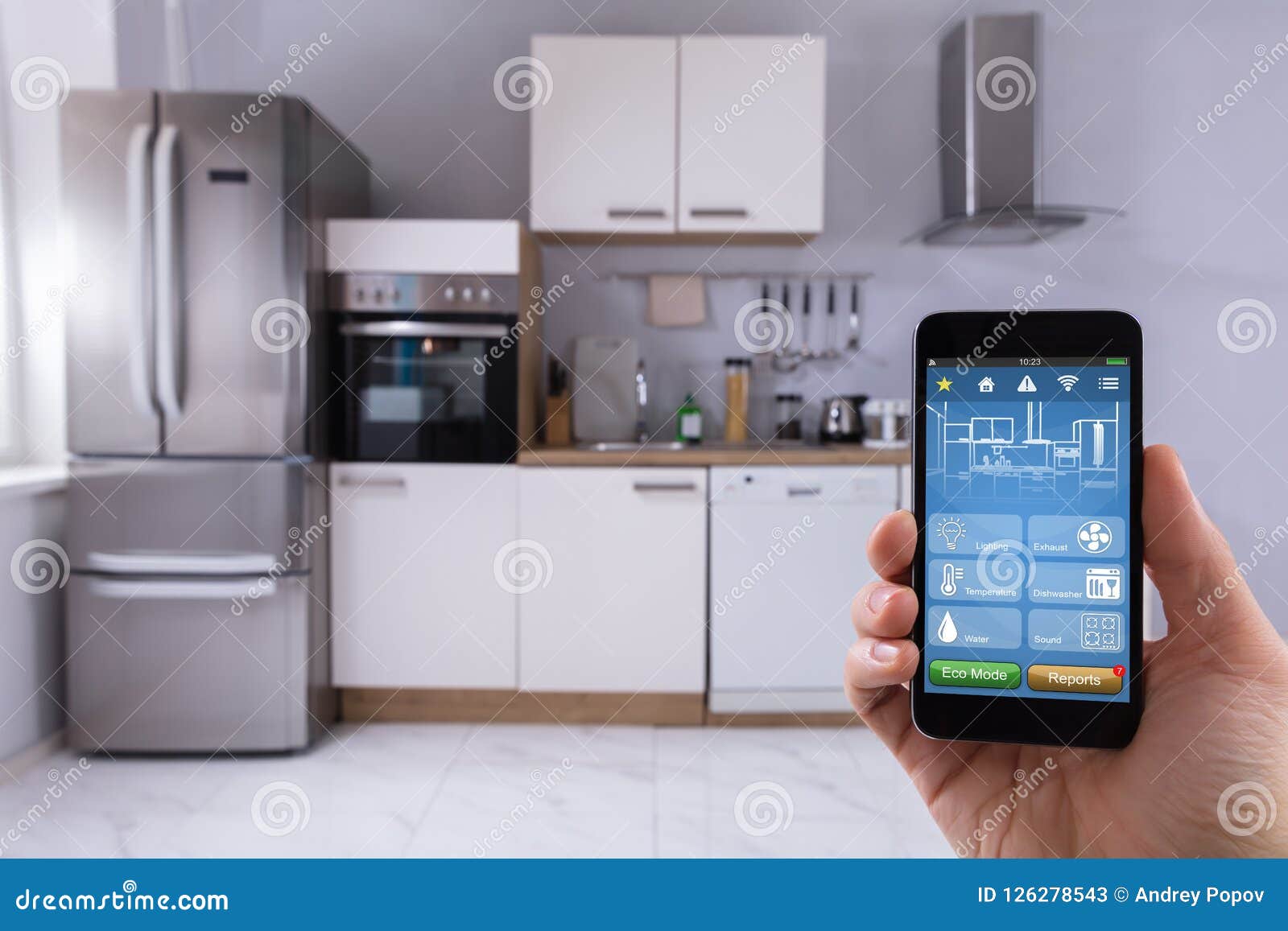 Person Using Smart Home System on Mobilephone Stock Image - Image of ...