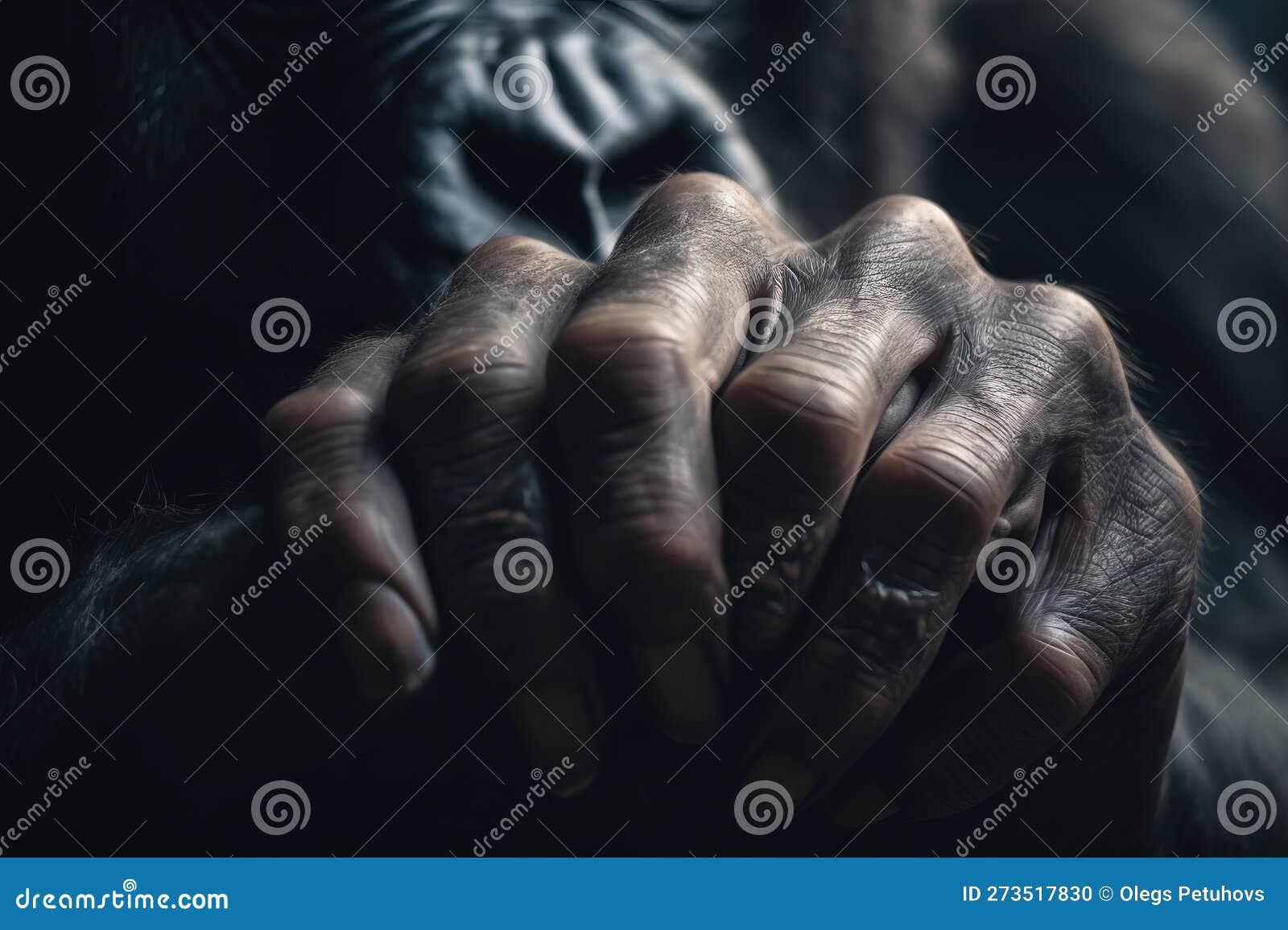 A Close Up of a Person S Hands Holding a Monkey Stock Illustration ...