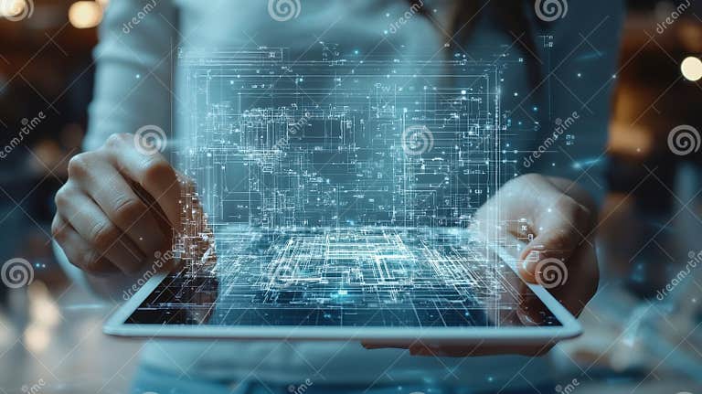 Close-up of a Person S Hands Interacting with a Digital Tablet ...