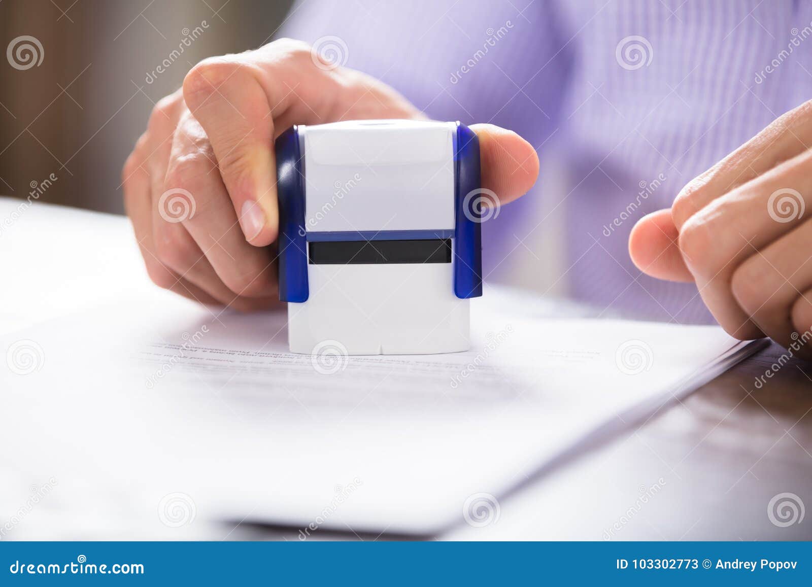 Close-up of a Person Stamping on Document Stock Image - Image of ...