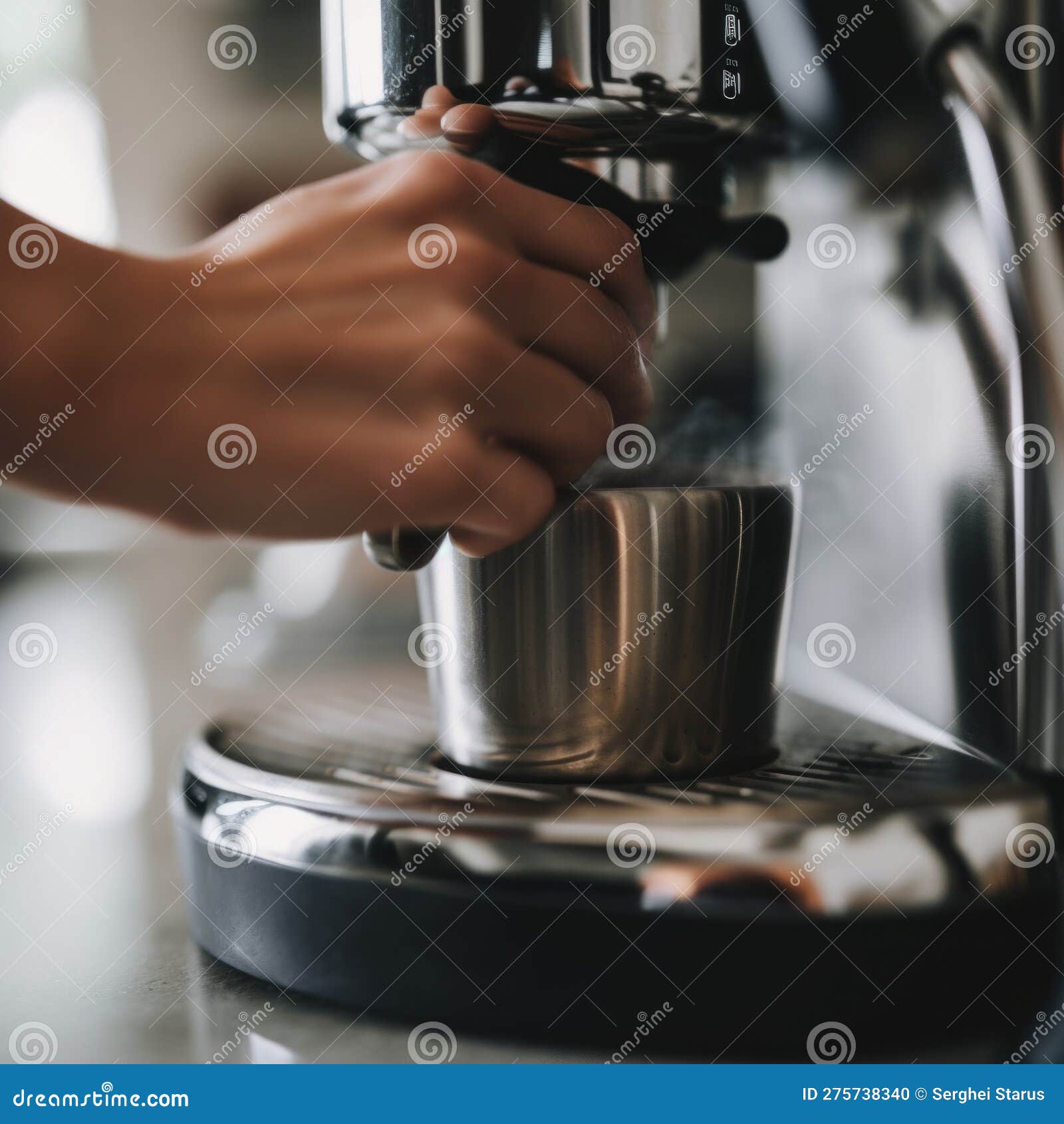 A Close Up of a Person Using a Coffee Machine. AI Generative Image ...