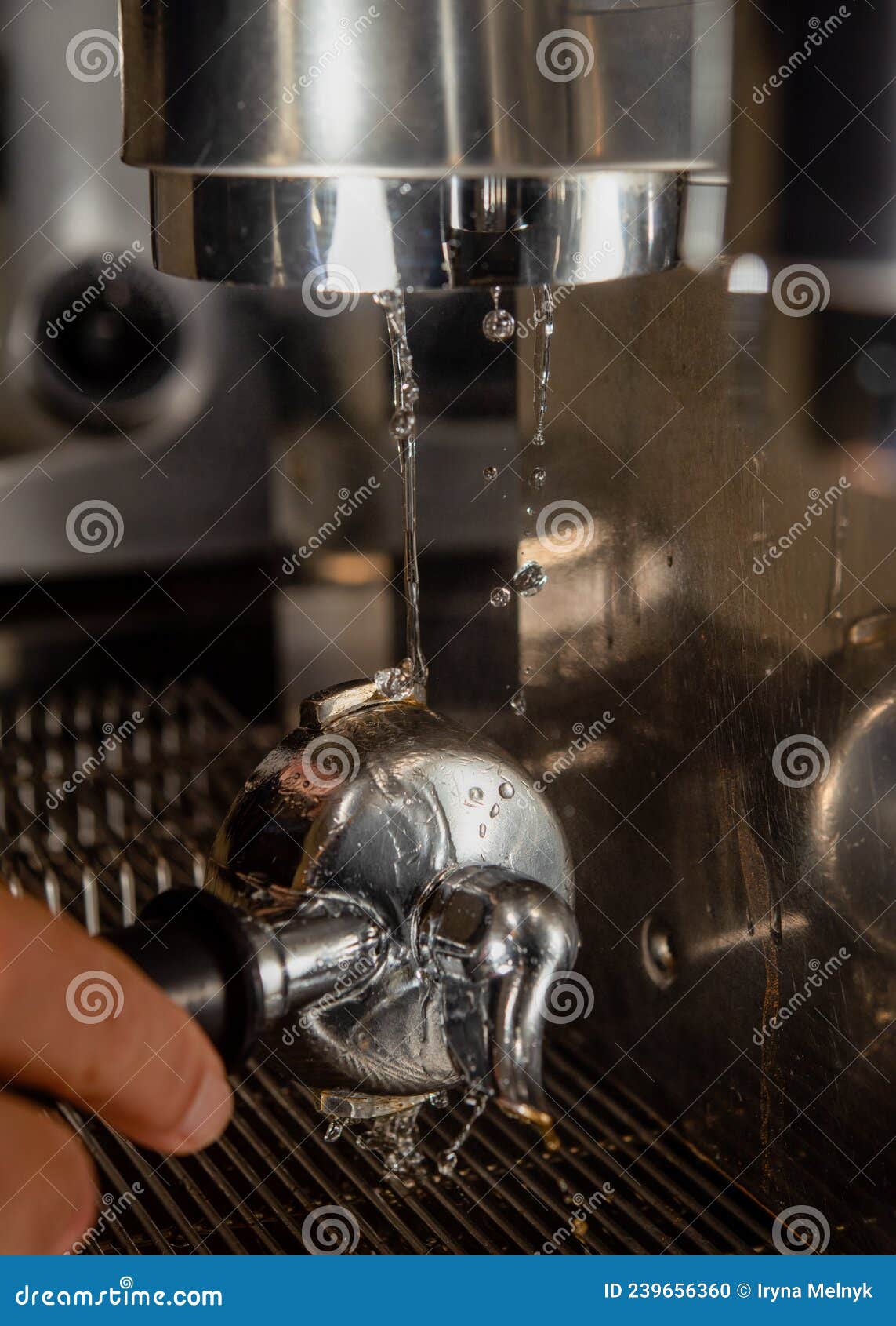 Close Up of Person Washing Espresso Machine Stock Photo - Image of ...
