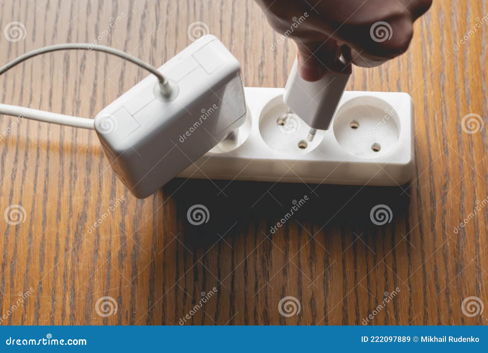 Close Up Persons Hand Plug Electrical Charge in Socket D Stock Image ...