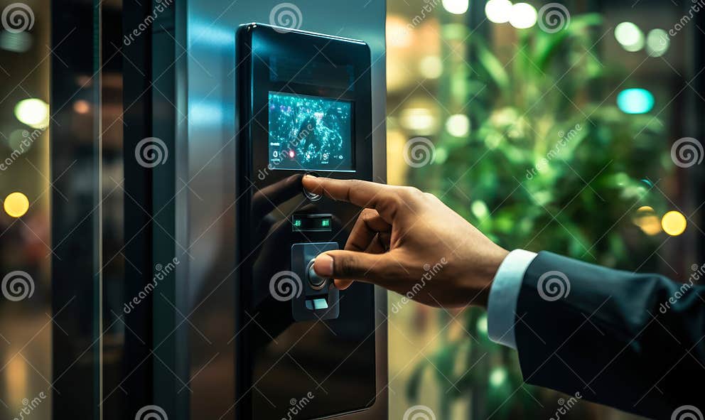 Close-up of a Persons Hand Using a Modern Security Access Control ...