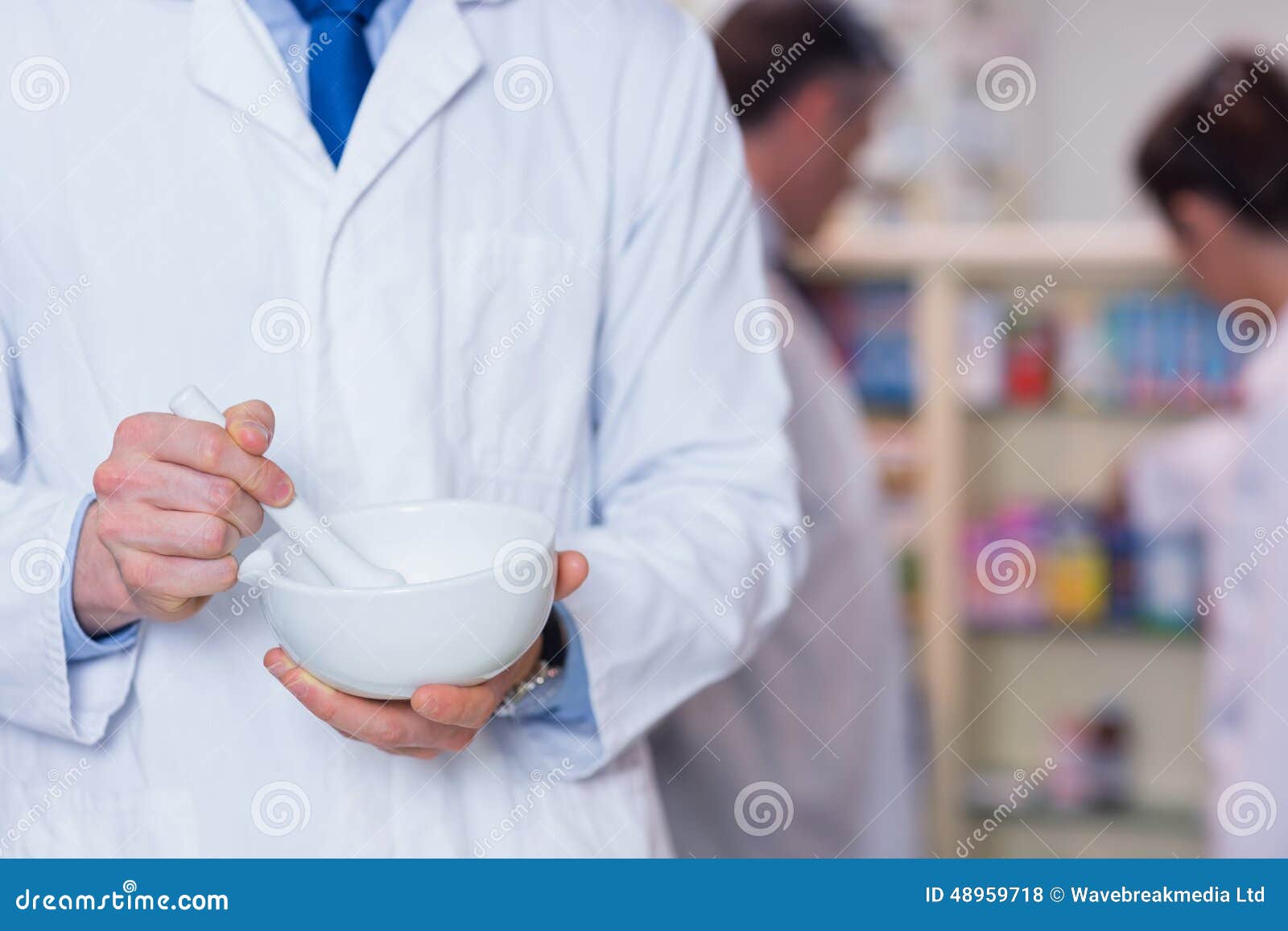 Close Up of a Pharmacist Using Mortar and Pestle Stock Photo - Image of ...