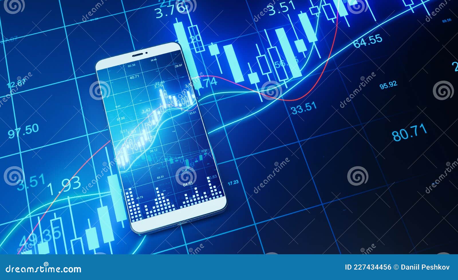 Close Up of Phone with Creative Forex Chart on Background. Trade ...
