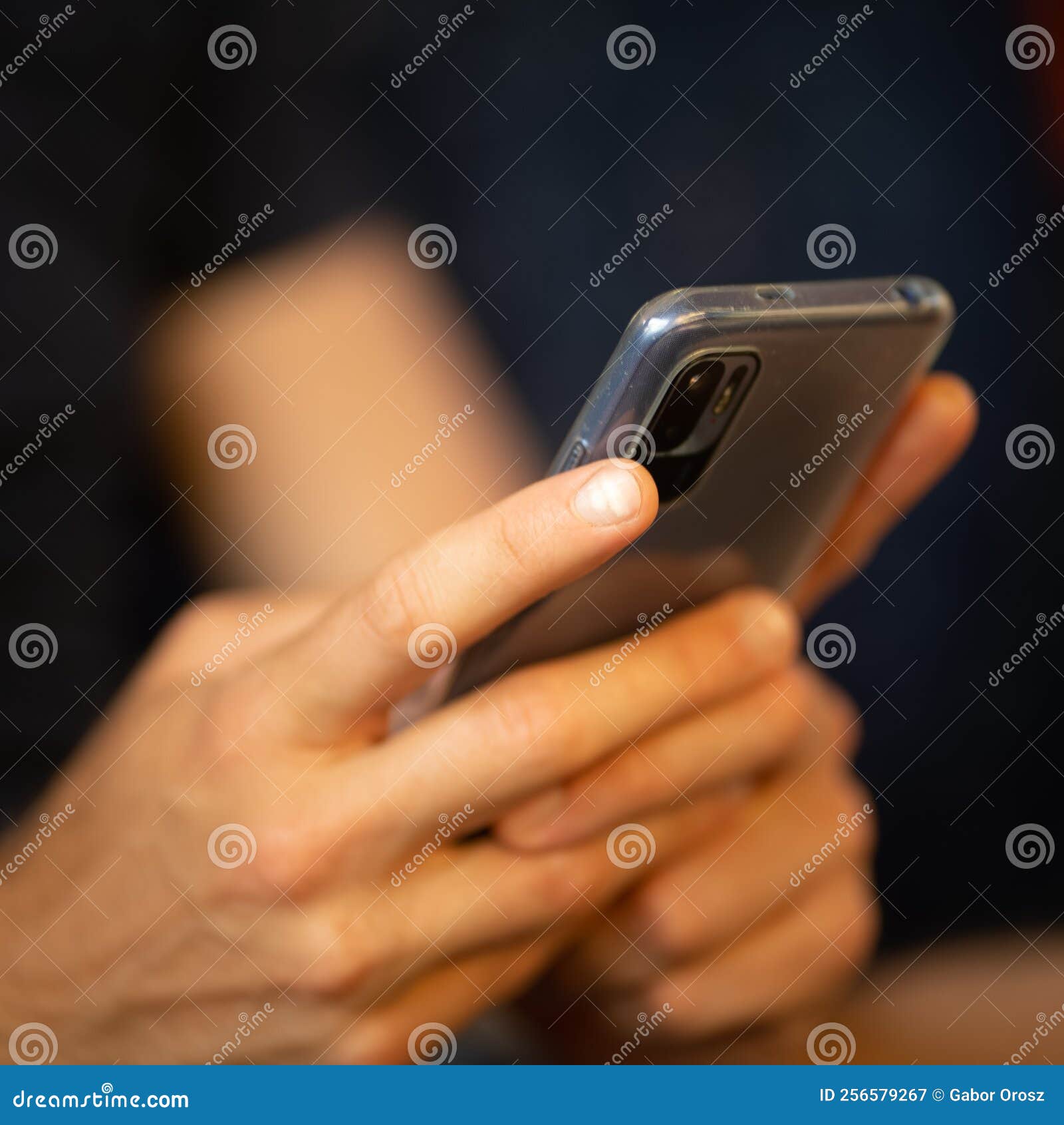 Close-up of a Phone in a Man`s Hands Stock Image - Image of message ...