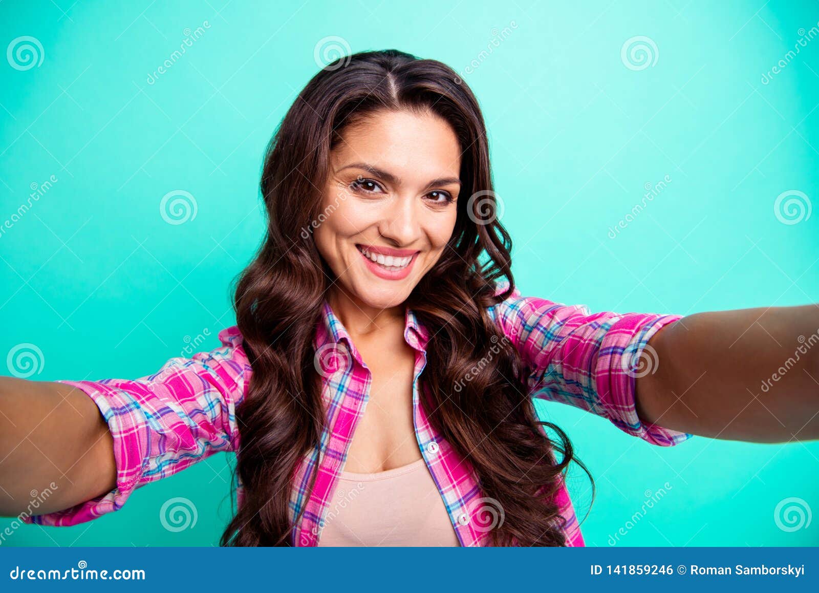 Close Up Photo Amazing Beautiful She Her Lady Make Take Selfies Tell