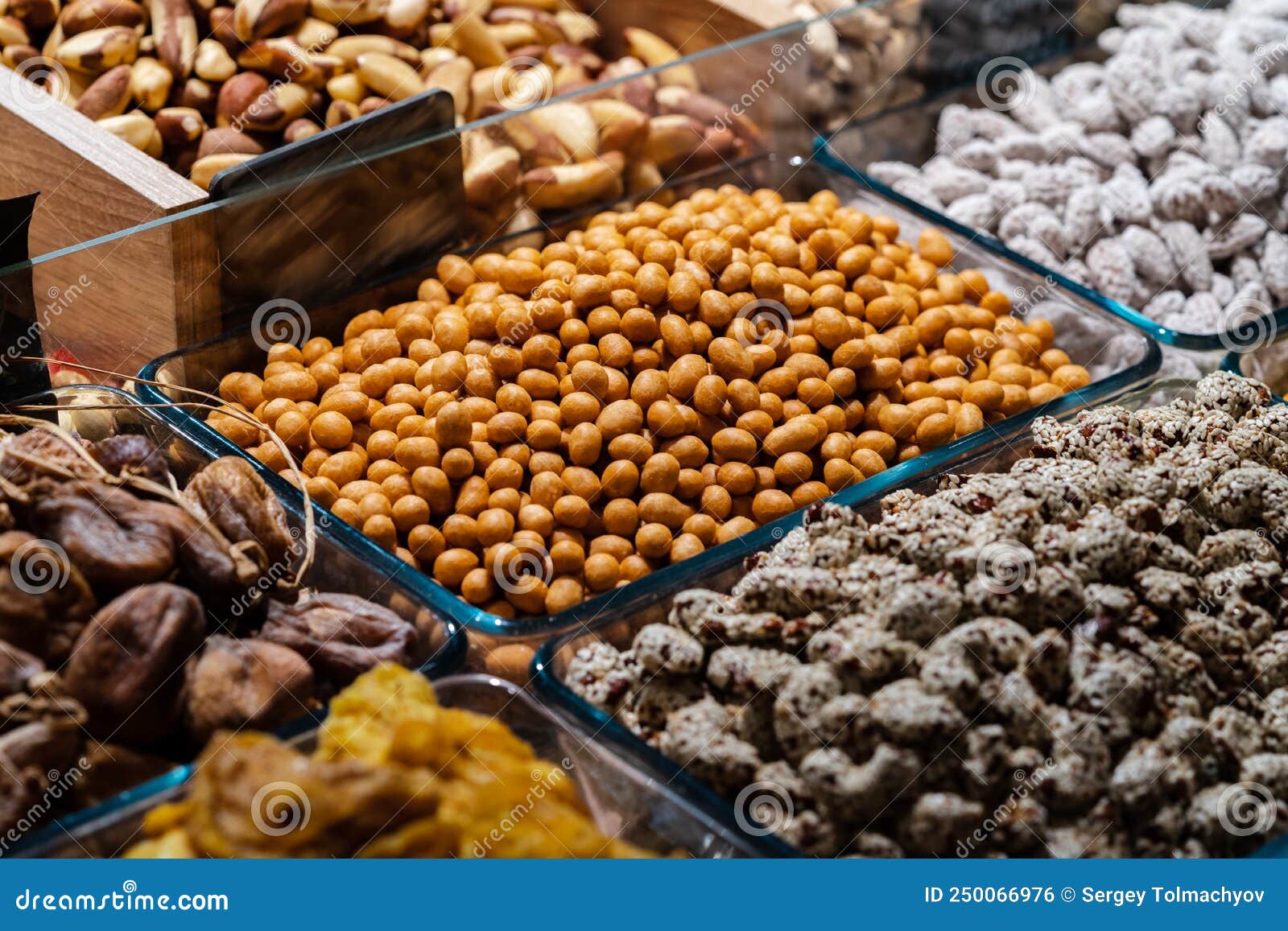 Close-up of Assorted Nuts on Market Counter Stock Photo - Image of ...
