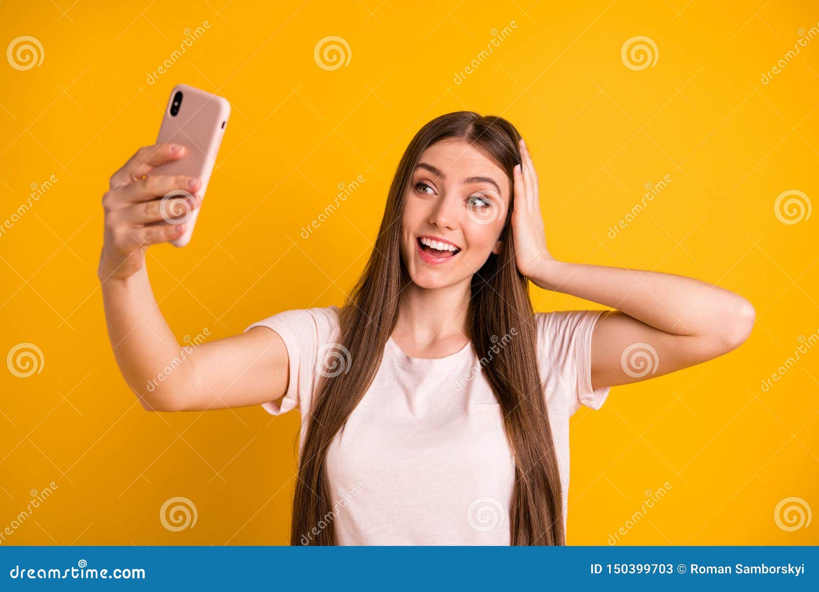 Close Up Photo Beautiful Amazing She Her Lady Very Long Hairstyle Hold