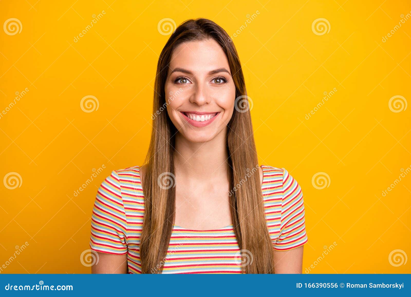 Close Up Photo Of Beautiful Pretty Lady Toothy Beaming Smiling On