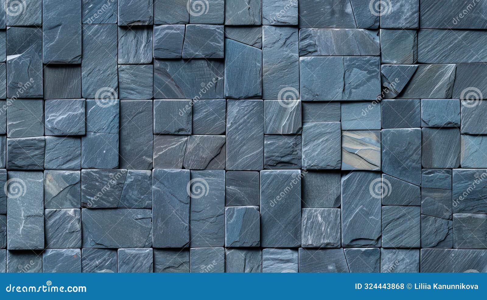 A Close-up Photo of a Blue Stone Wall Texture. the Photo Shows a ...