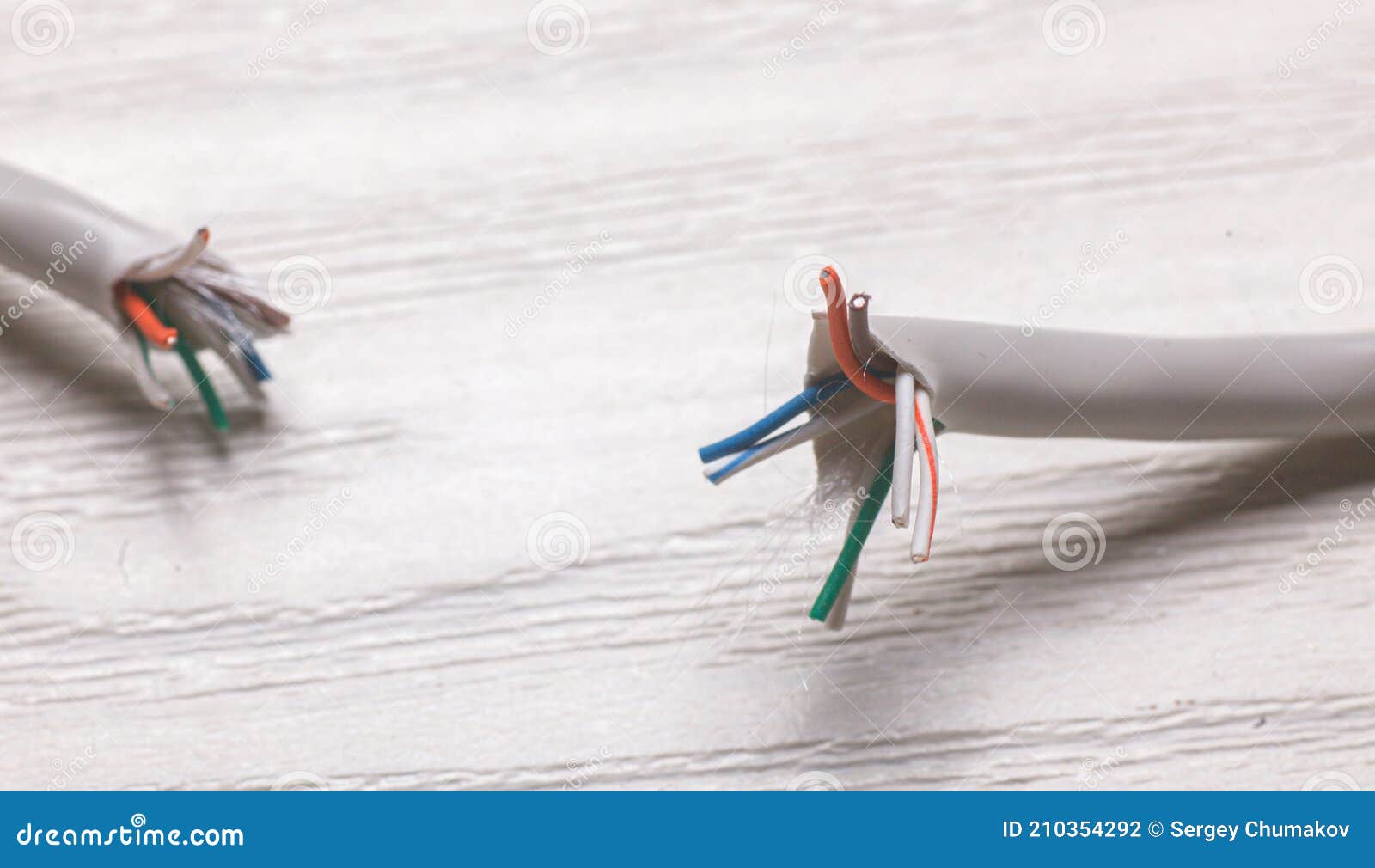 Close Up Photo - Broken Internet Link Twisted Pair Cable Stock Photo ...