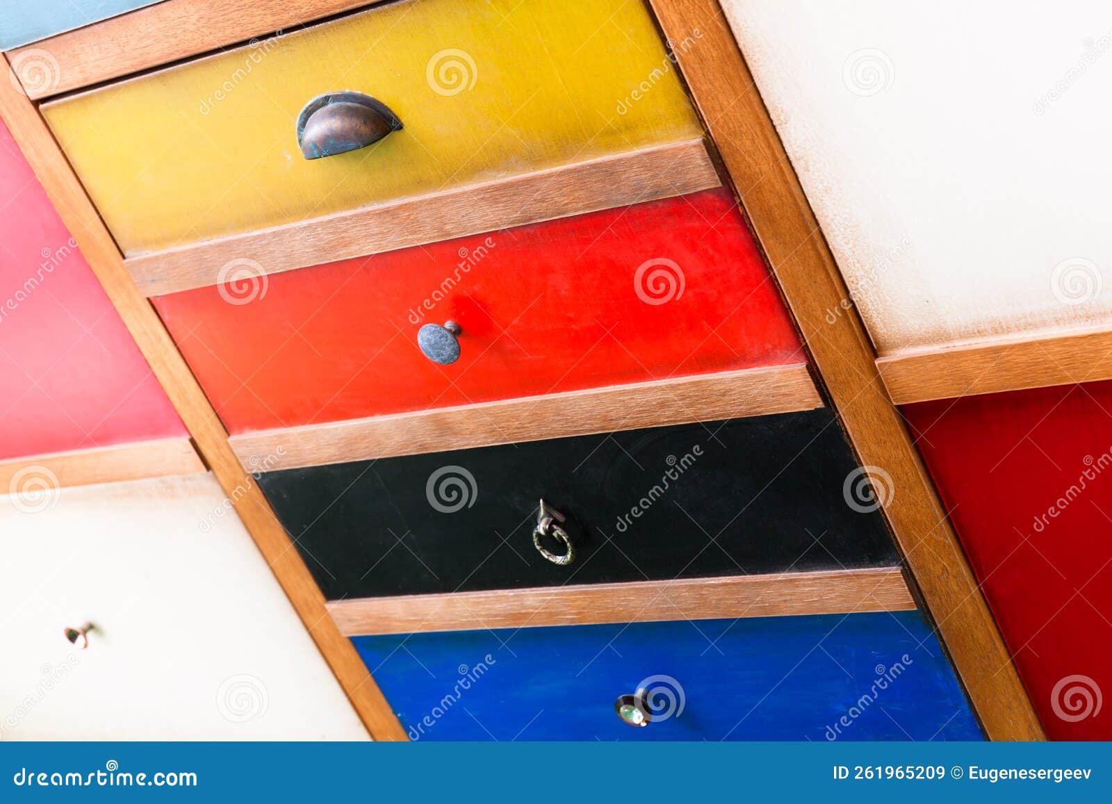 Close-up Photo of Commode Drawers with Colorful Panels Stock Image ...