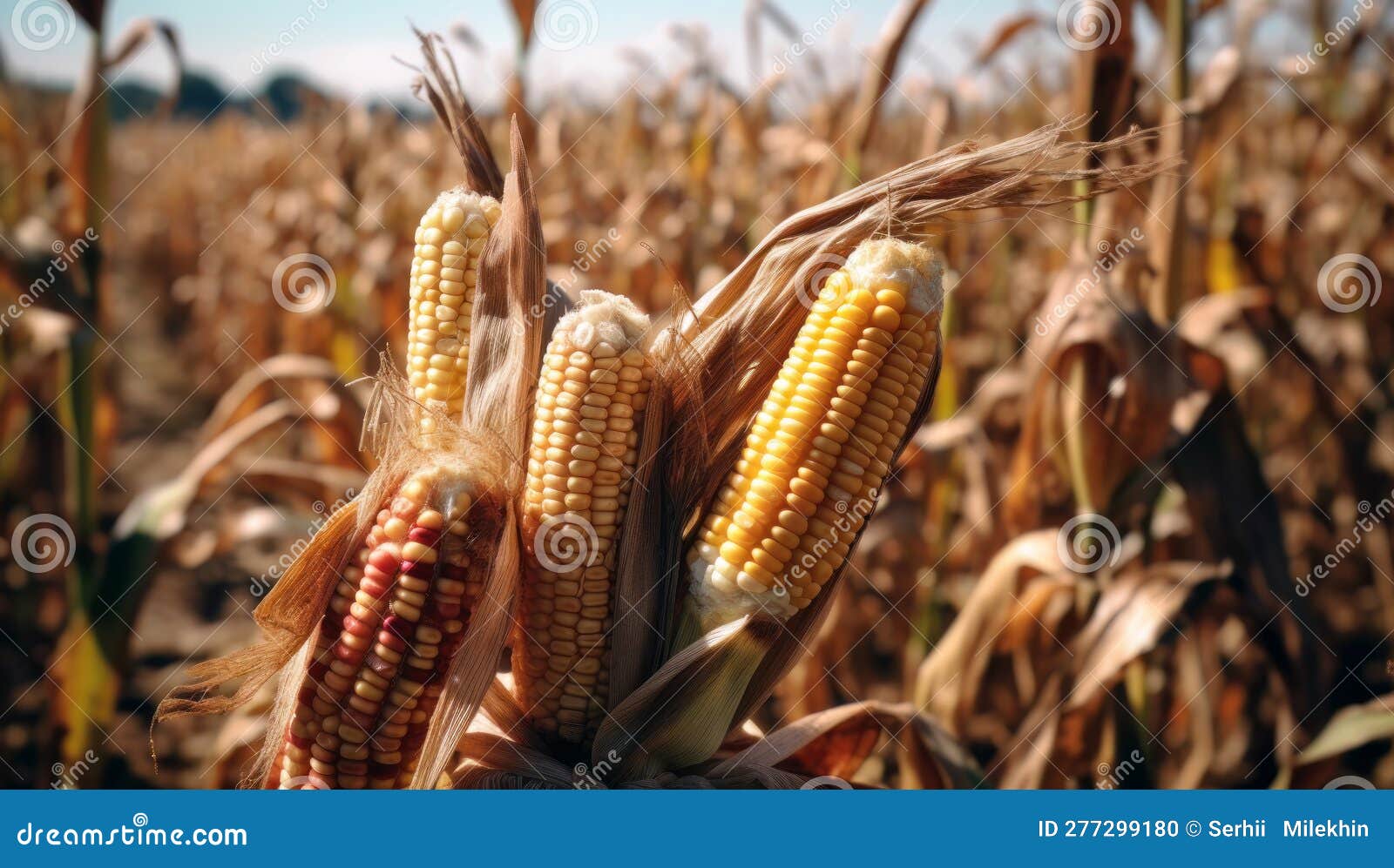 Photo of Corn Cob in Organic Corn Field Stock Photo - Image of garden ...