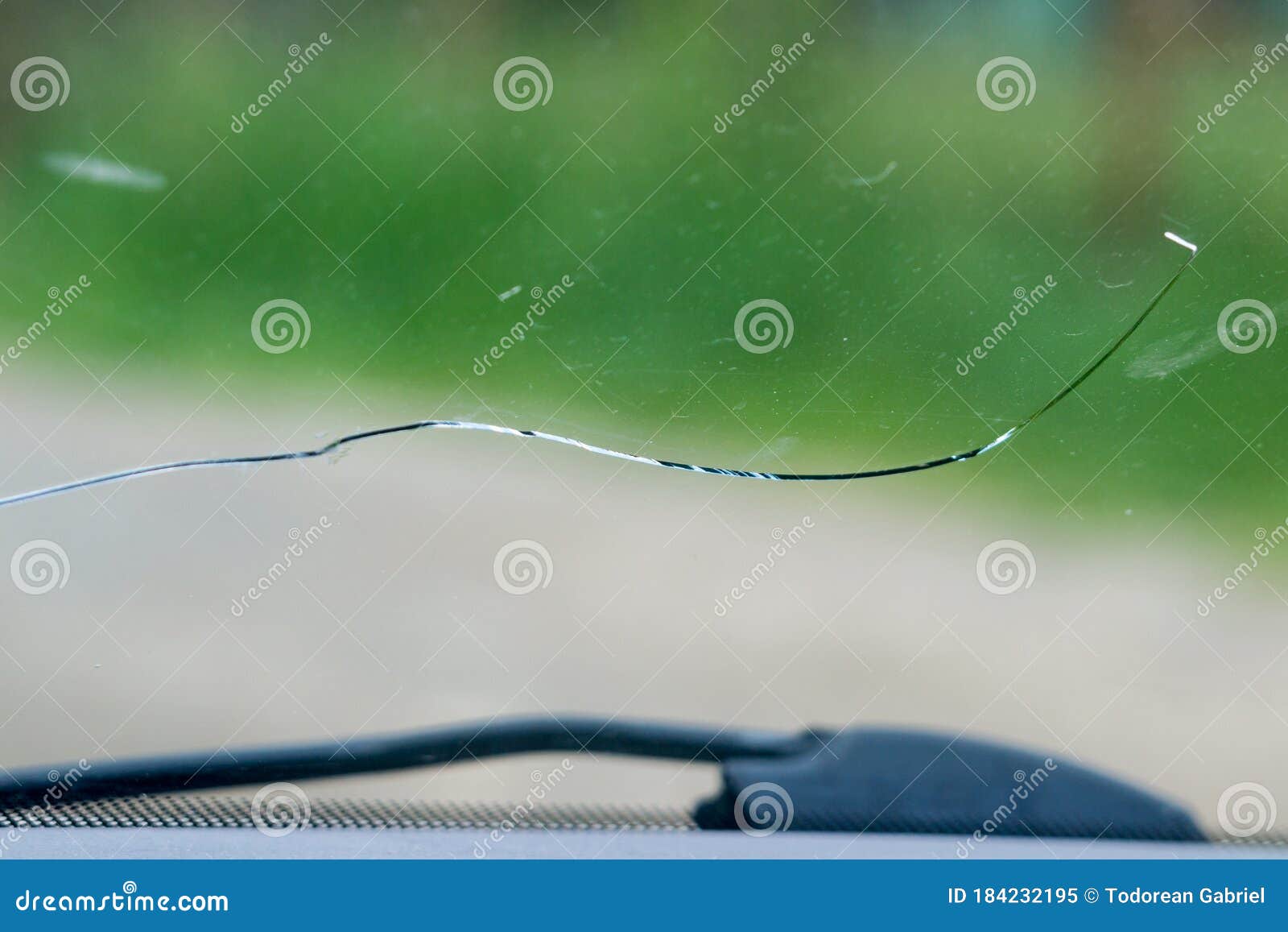 .close-up Photo of a Cracked Windscreen, View from Inside of the Car ...